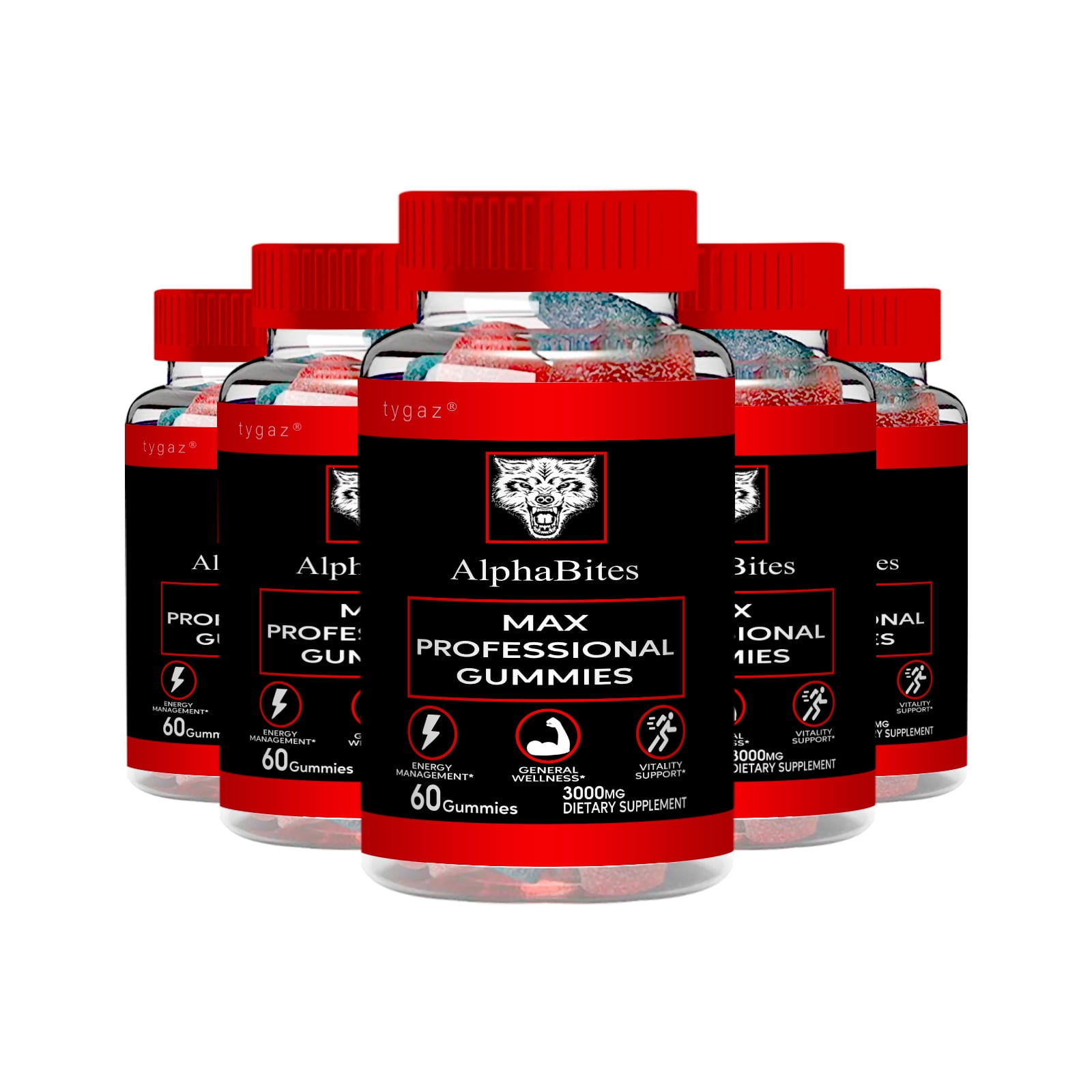 5 Pack Alpha Bites Alpha Bites Max Gummies
