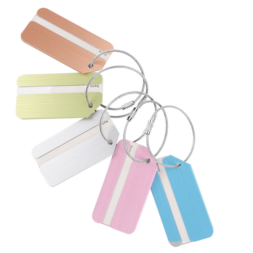 5-Pack Aluminum Alloy Luggage Tags, Metal Baggage ID Cards for Travel ...