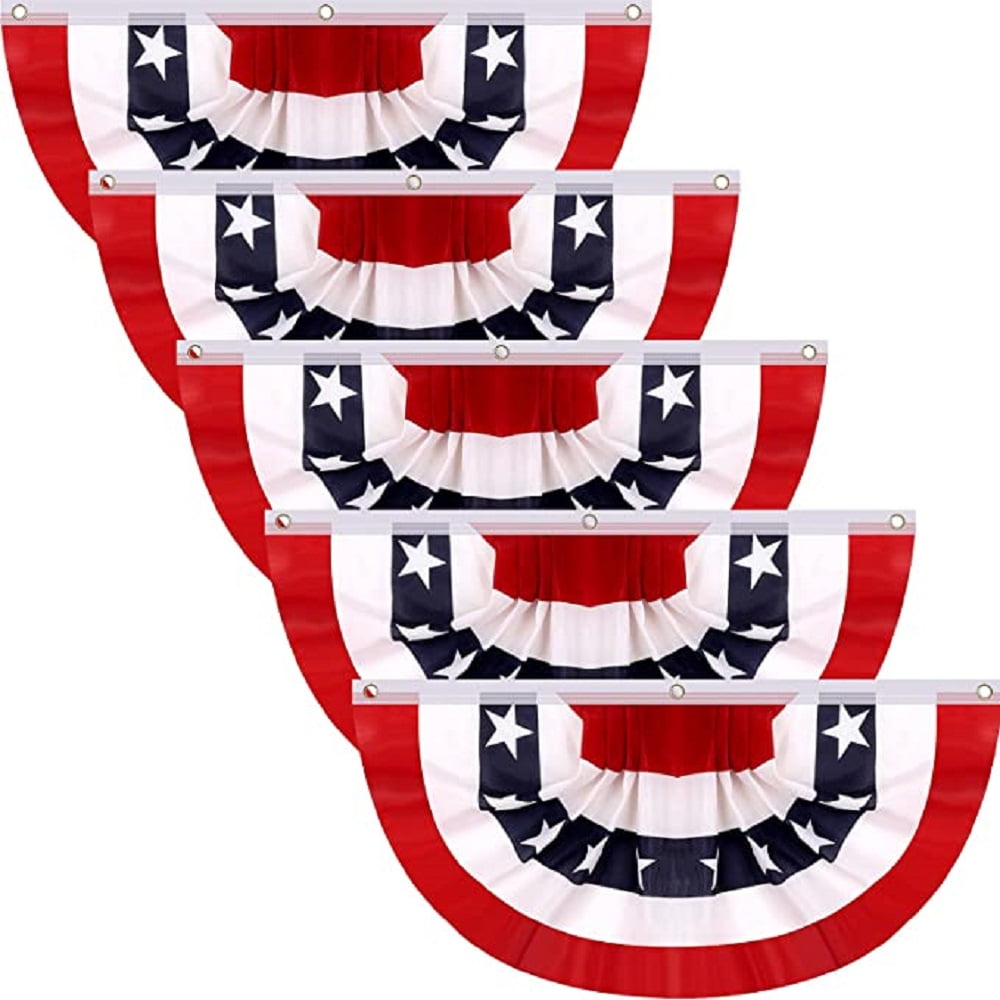 5 Pack American Flag Bunting Pleated Fan Independence Day American ...