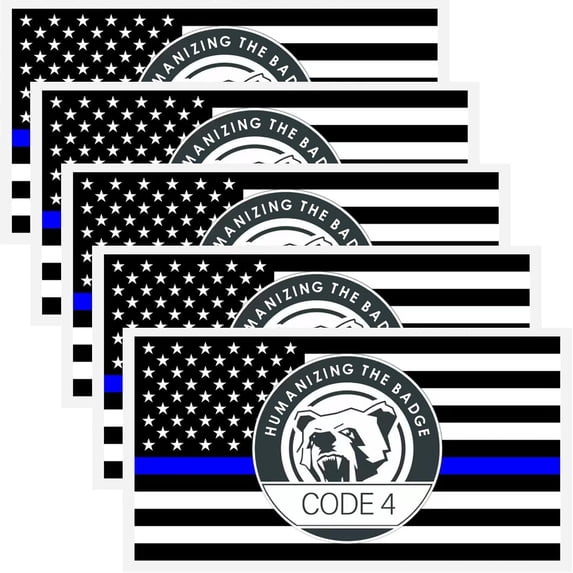 5-Pack American Flag Thin Blue Line Car Decals | Police Support ...