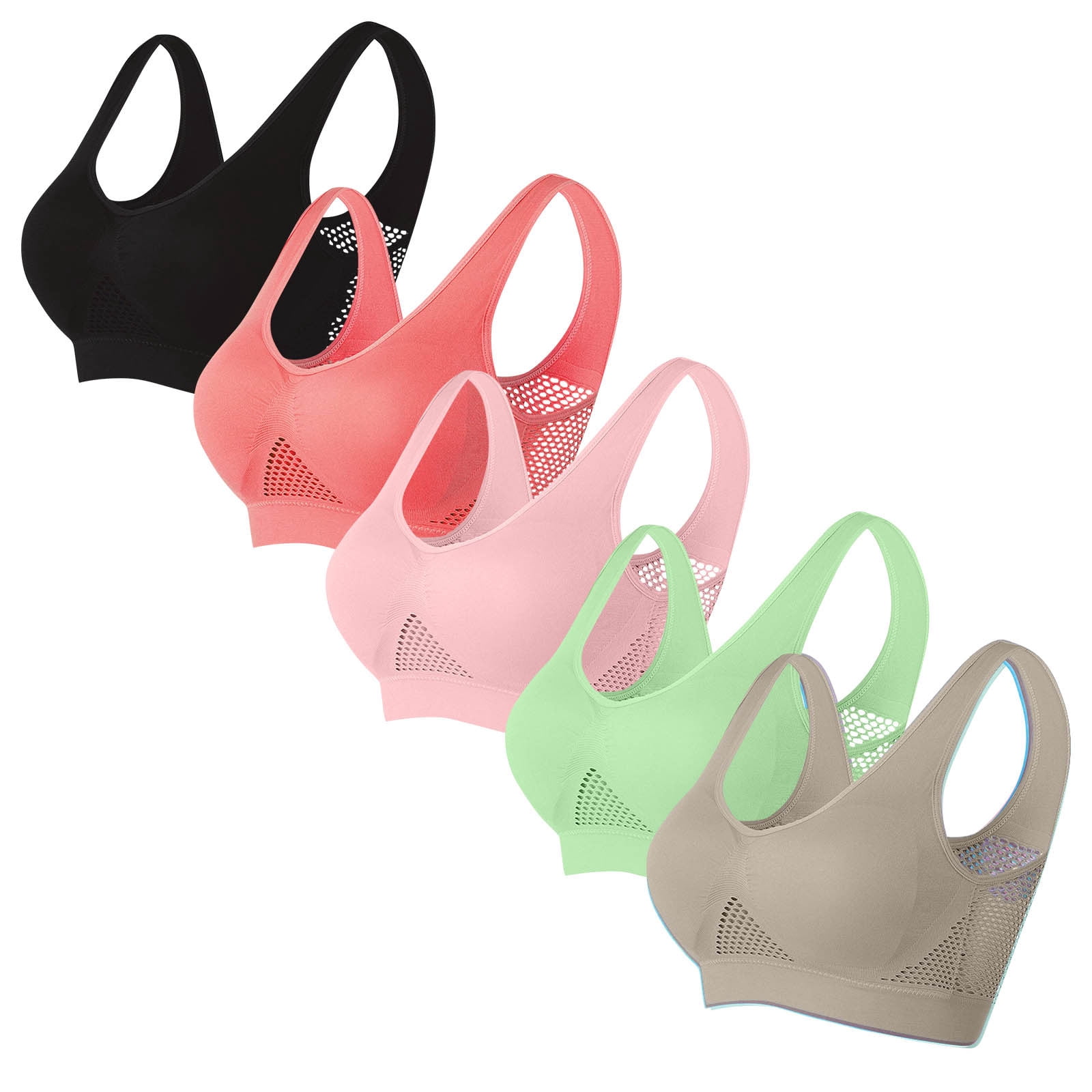 5 Pack Anti Sagging Bras for Older Women Cooling Comfort Wireless ...