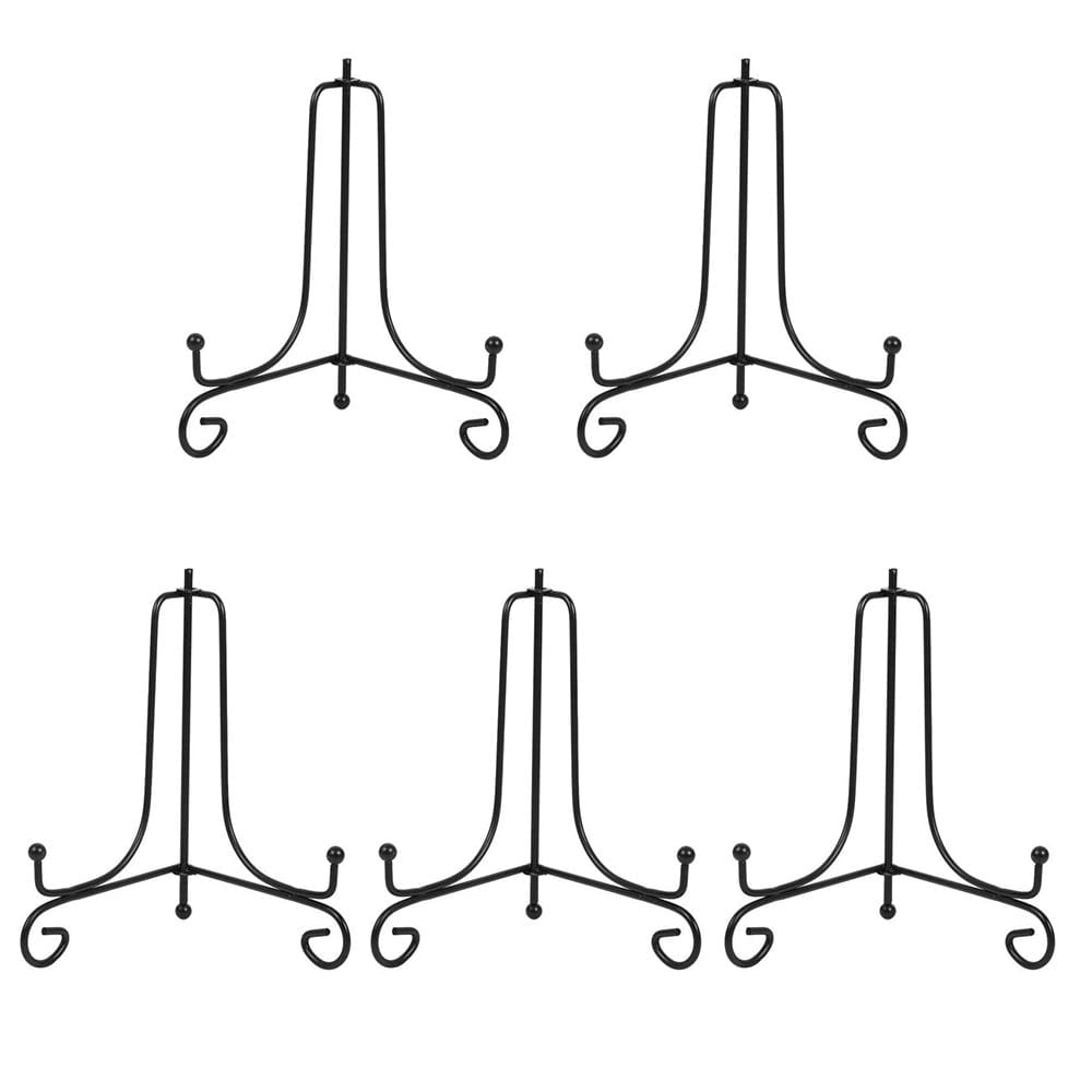 5 Pack Anti-Slip Iron Display Stand, Black Iron Easel Plate Display ...