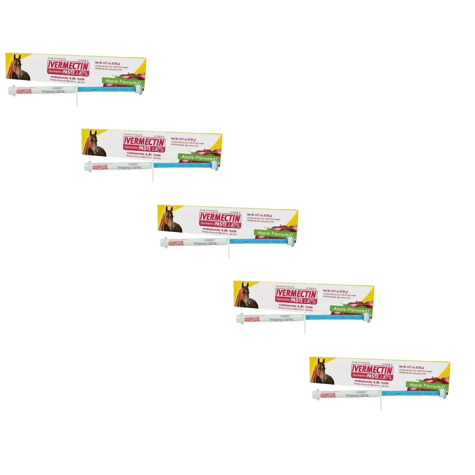 5-Pack Apple-Flavored Horse Deworming Paste – 6.08g Tubes (0.21 oz) Each – Broad-Spectrum ...