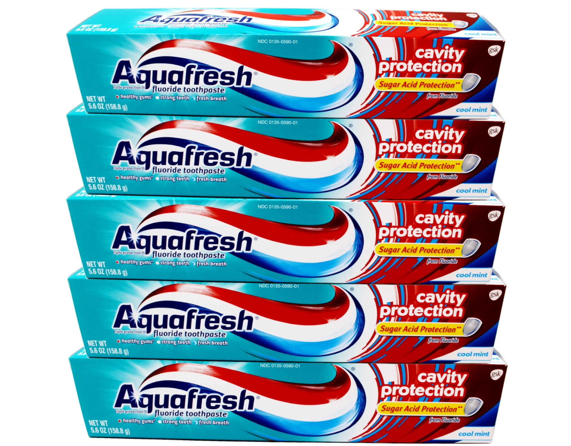Aquafresh Cool Mint Toothpaste, Cavity Protection with Fluoride, 5 Pack ...