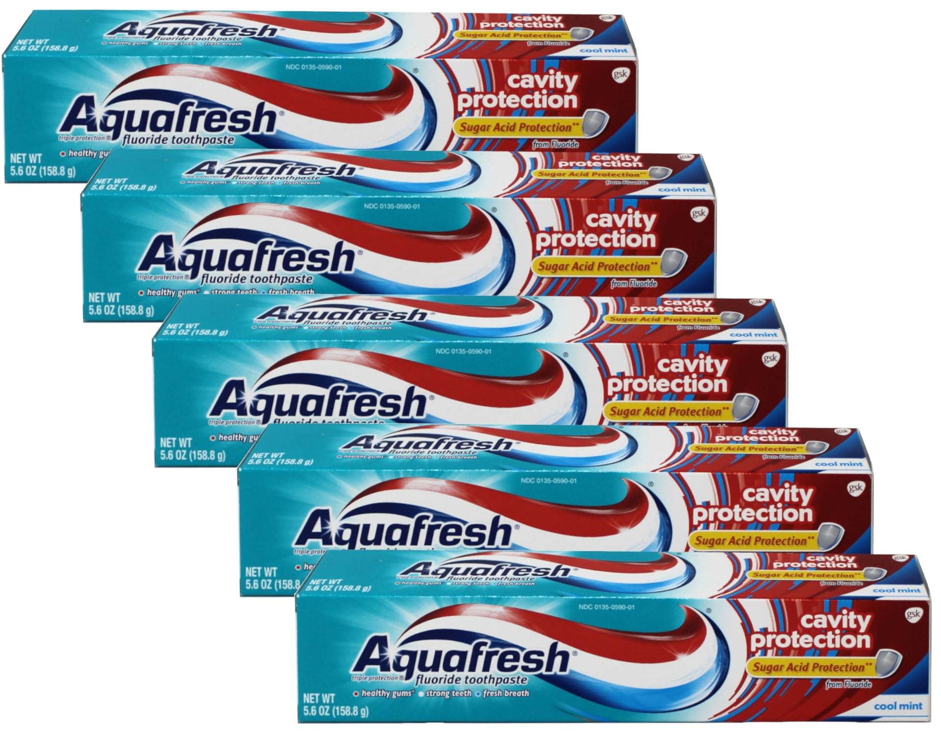 5 Pack - AquaFresh Cool Mint Toothpaste Cavity Protection 5.6 Oz Each ...