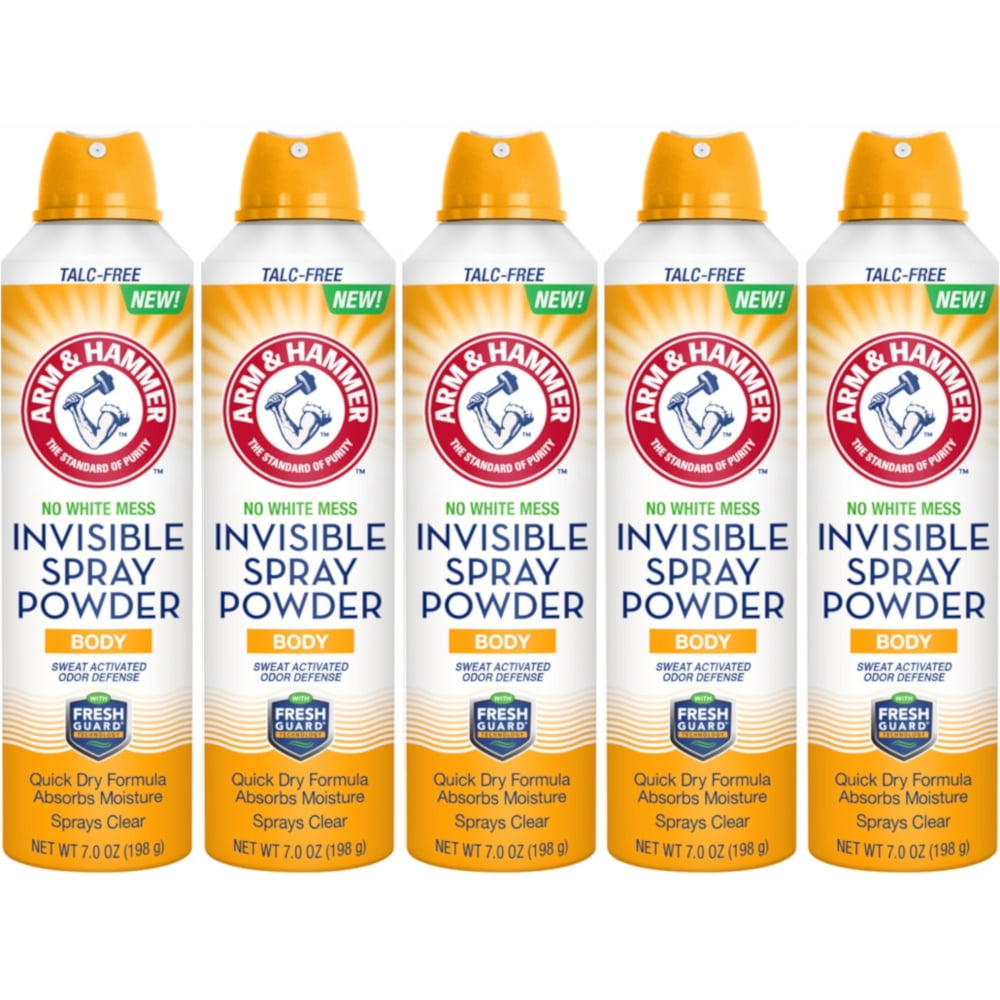 Arm & Hammer 5-Pack Quick Dry Deodorizing Body Spray Powder, No White ...