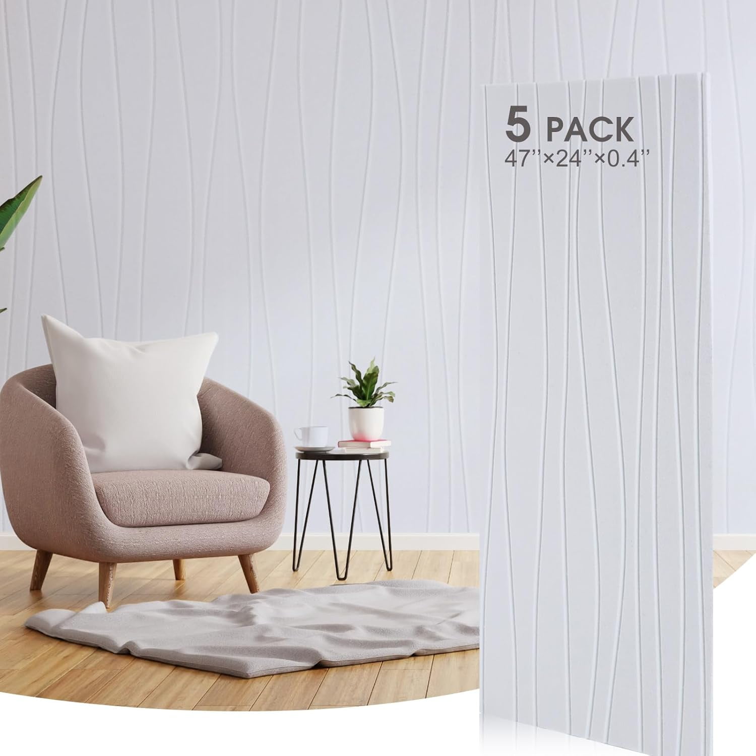 5 Pack Art Acoustic Panels Sound Absorbing 47x23.6x0.4 Inch Large Self ...