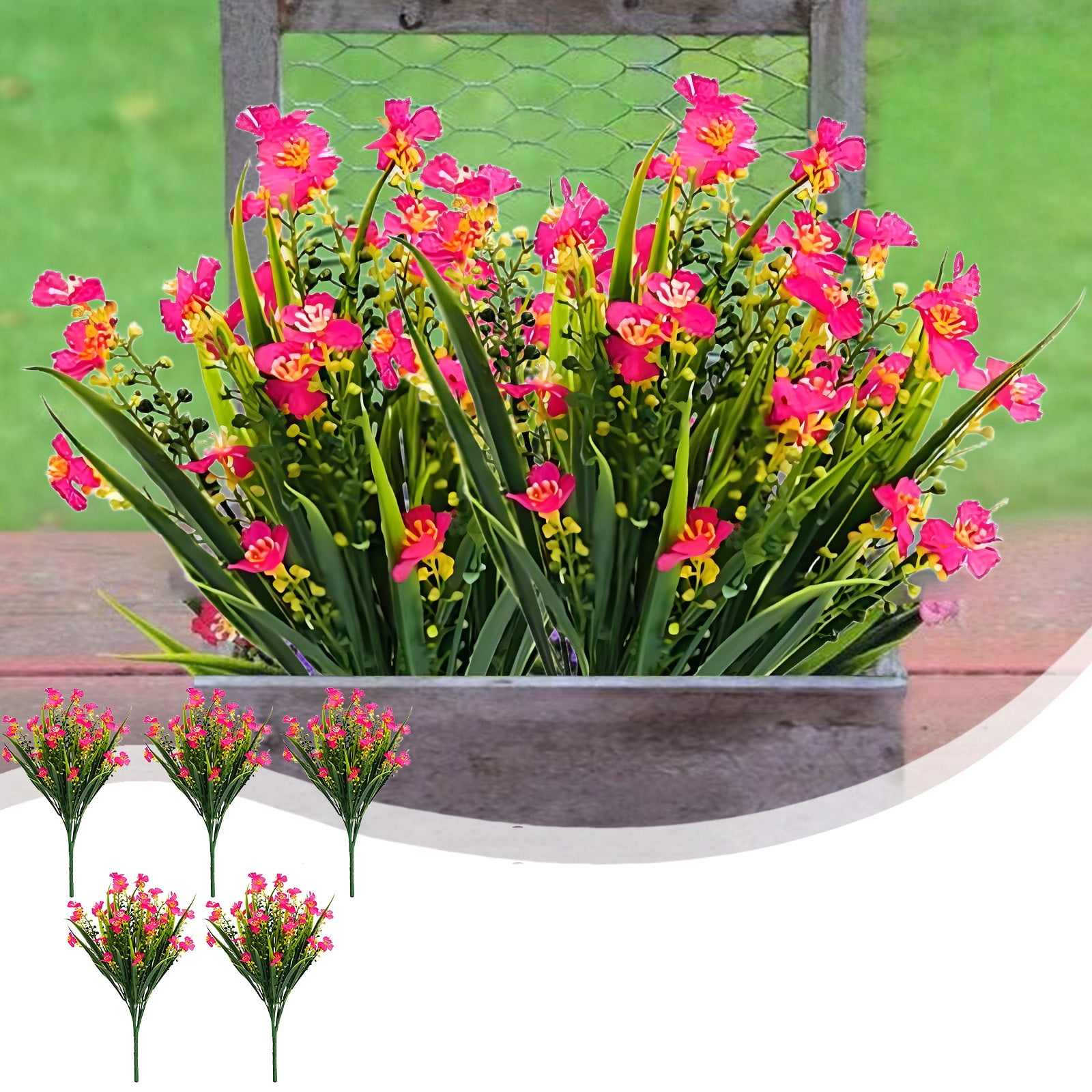 5-Pack Artificial Hanging Plants for Outdoor Decor | UV-Resistant Fake ...