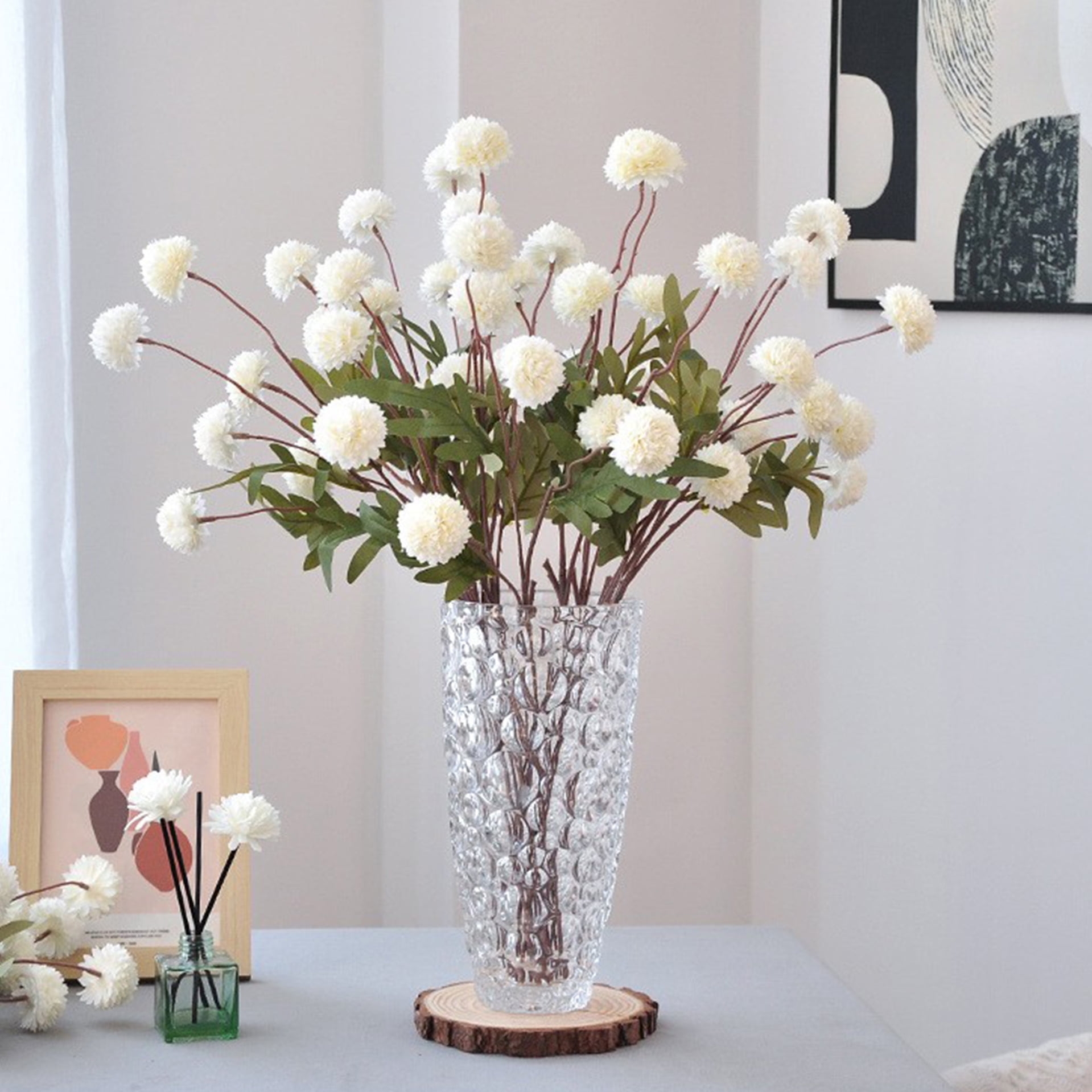 5-Pack Artificial Hydrangea Flowers - White Realistic Plastic Flower ...