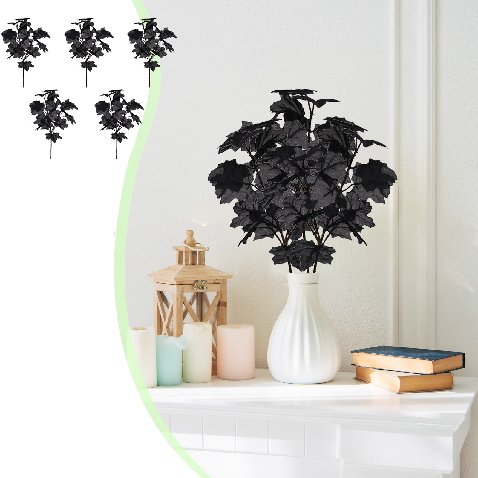 5-Pack Artificial Maple Leaf Stems - 13.39" Realistic Fall Decor ...