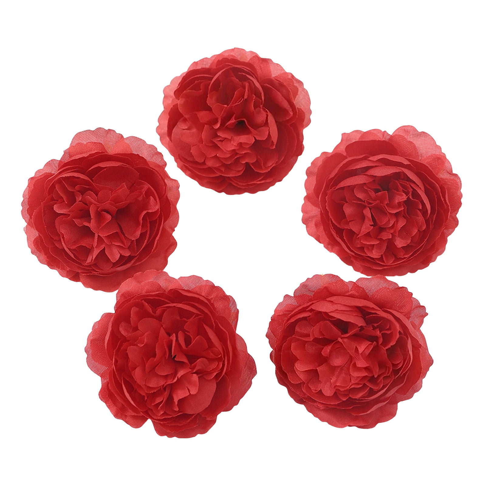 5 Pack Artificial Peony Flower Heads - Realistic Silk Fabric Flowers ...