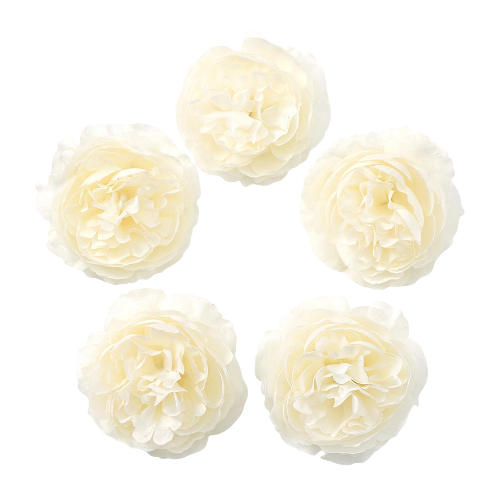 5 Pack Artificial Peony Flower Heads - Realistic Silk Fabric Flowers ...