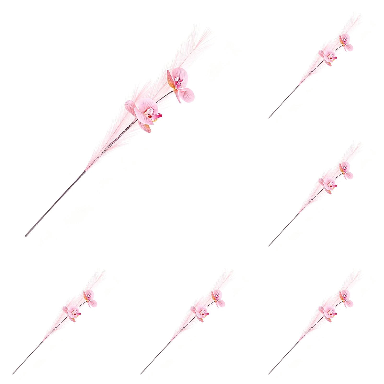 5-Pack Artificial Phalaenopsis and Grass Arrangement Stem, Faux Orchid ...