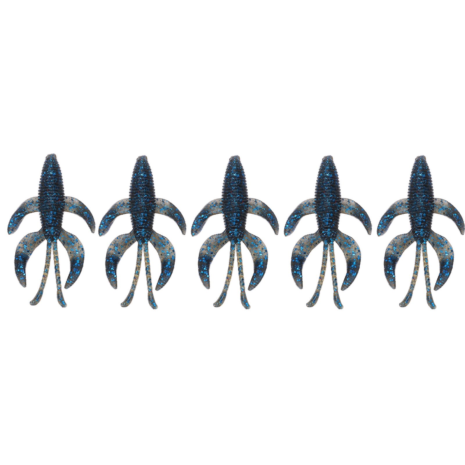 5-Pack Artificial Soft Shrimp Bait - Dark Blue Lures for Freshwater and ...