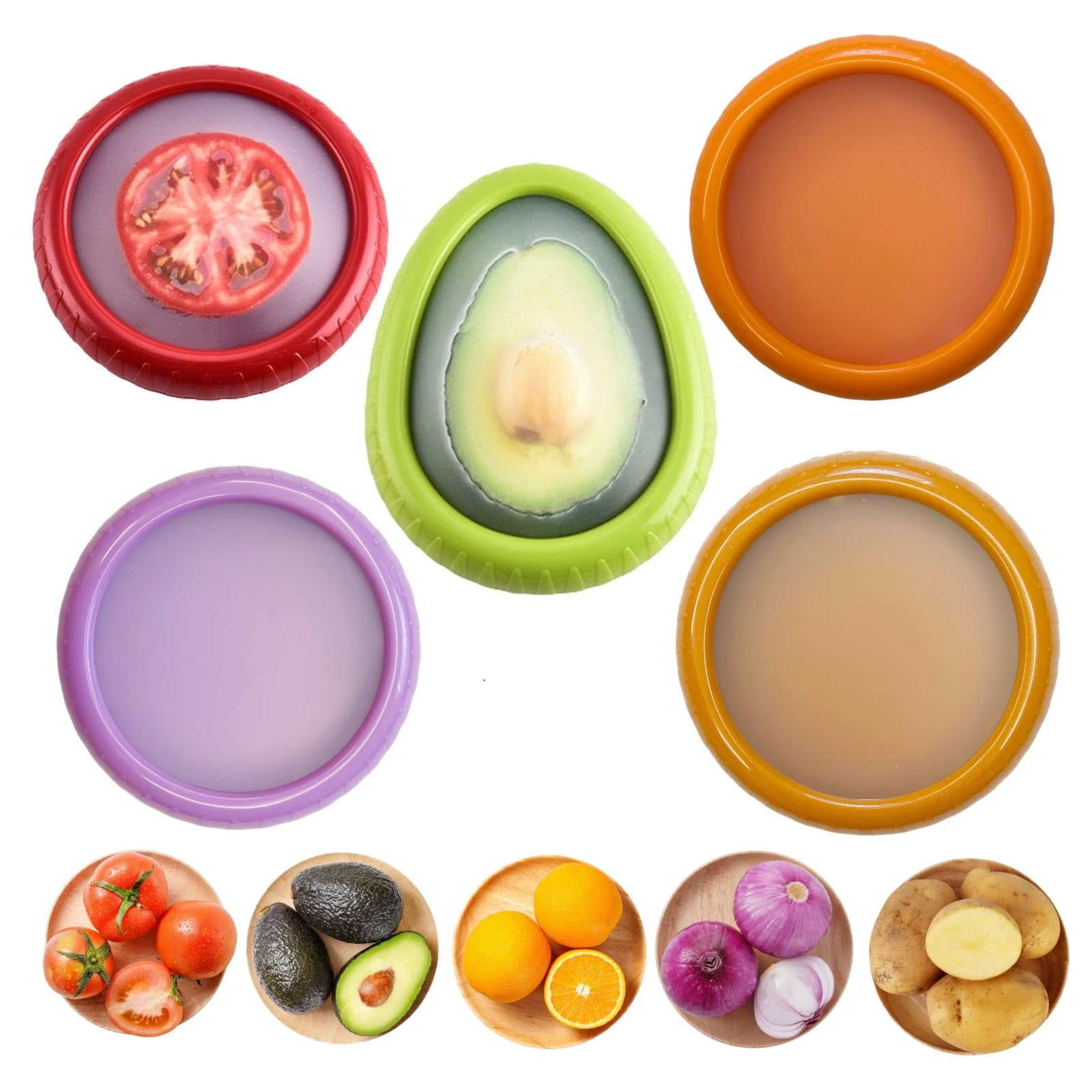 5 Pack Avocado Saver & Onion Storage | BPA-Free Silicone Stretch Pods ...
