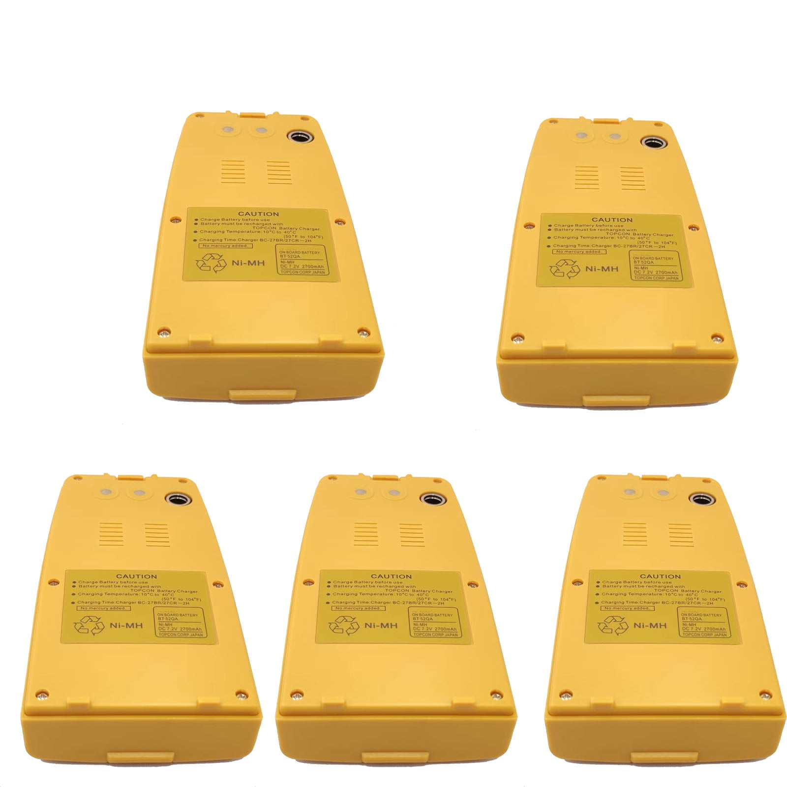 (5-Pack) BT-52QA Replacement Battery 7.2V 2700mAh for TOPCON BT52Q ...