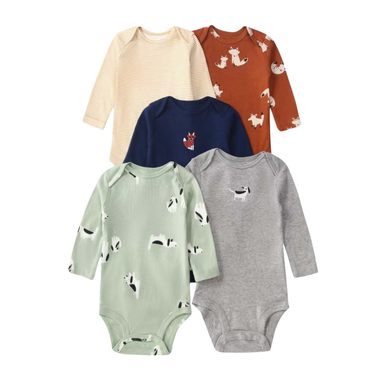 5-Pack Baby Bodysuit Summer Outfit Backed Onesie Pajamas Thin Long ...