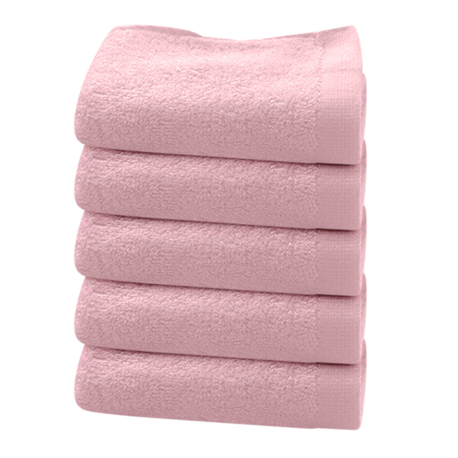 5 Pack Bamboo Fiber Solid Border Bath Towels, Soft Absorbent Face Wash ...