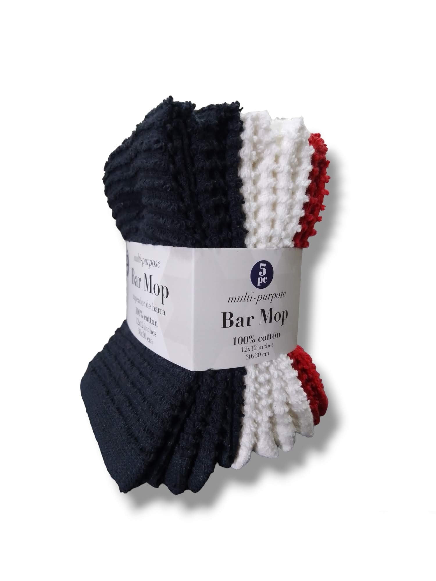 5 Pack Bar Mop Towels, Cleaning Kitchen Dish Cloth, 100% Cotton ...