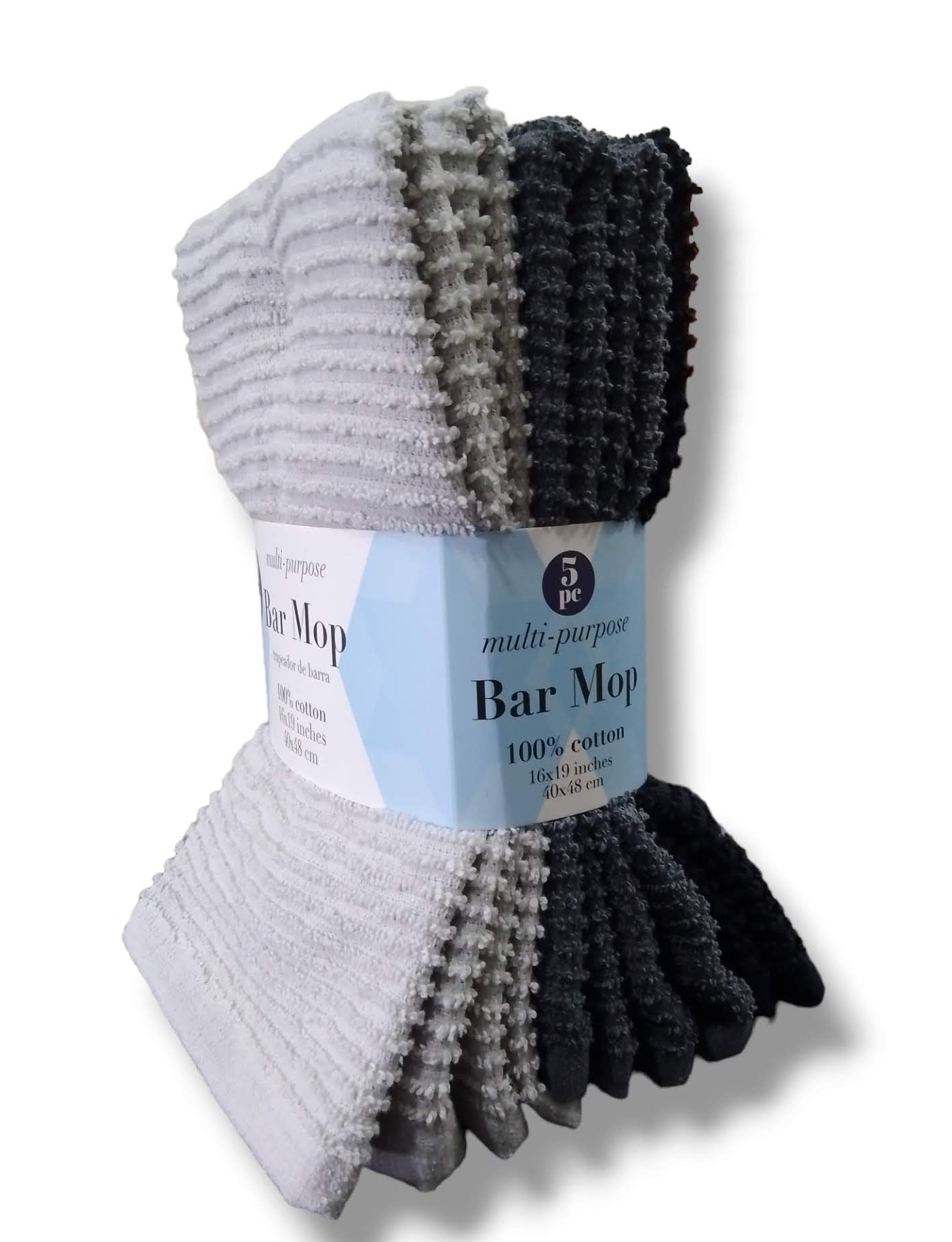 5 Pack Bar Mop Towels, Cleaning Kitchen Dish Cloth, 100% Cotton ...