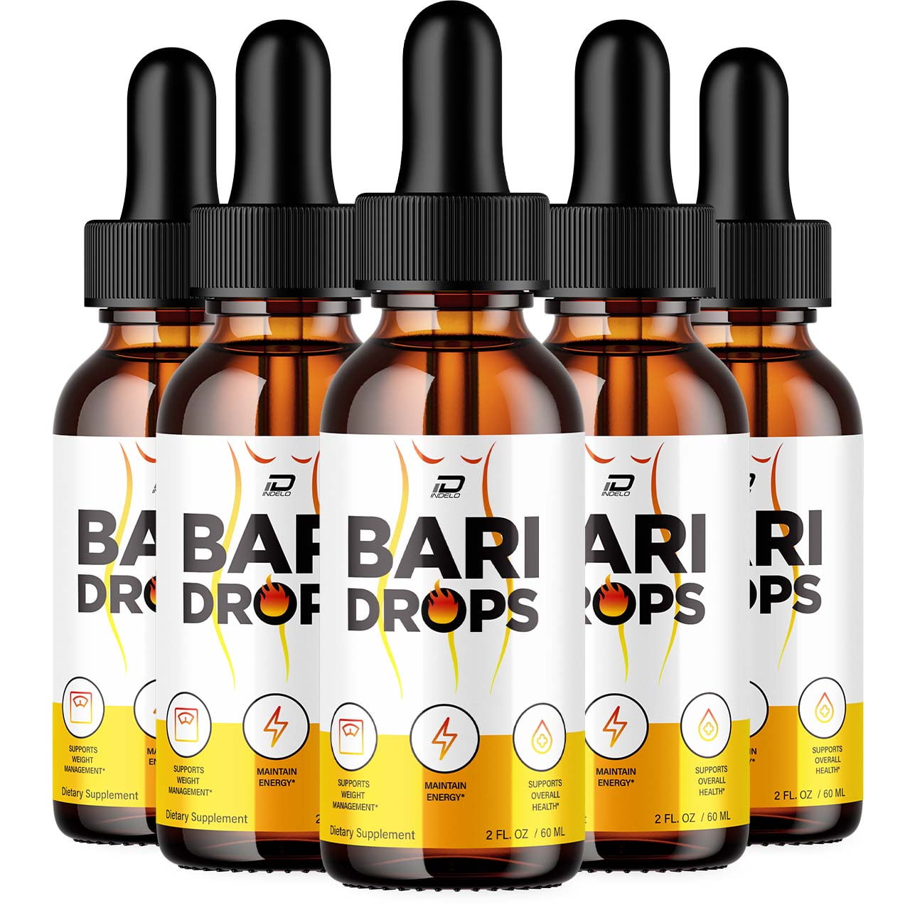 (5 Pack) Bari Drops Liquid Supplement - Natural Formula for Fitness ...