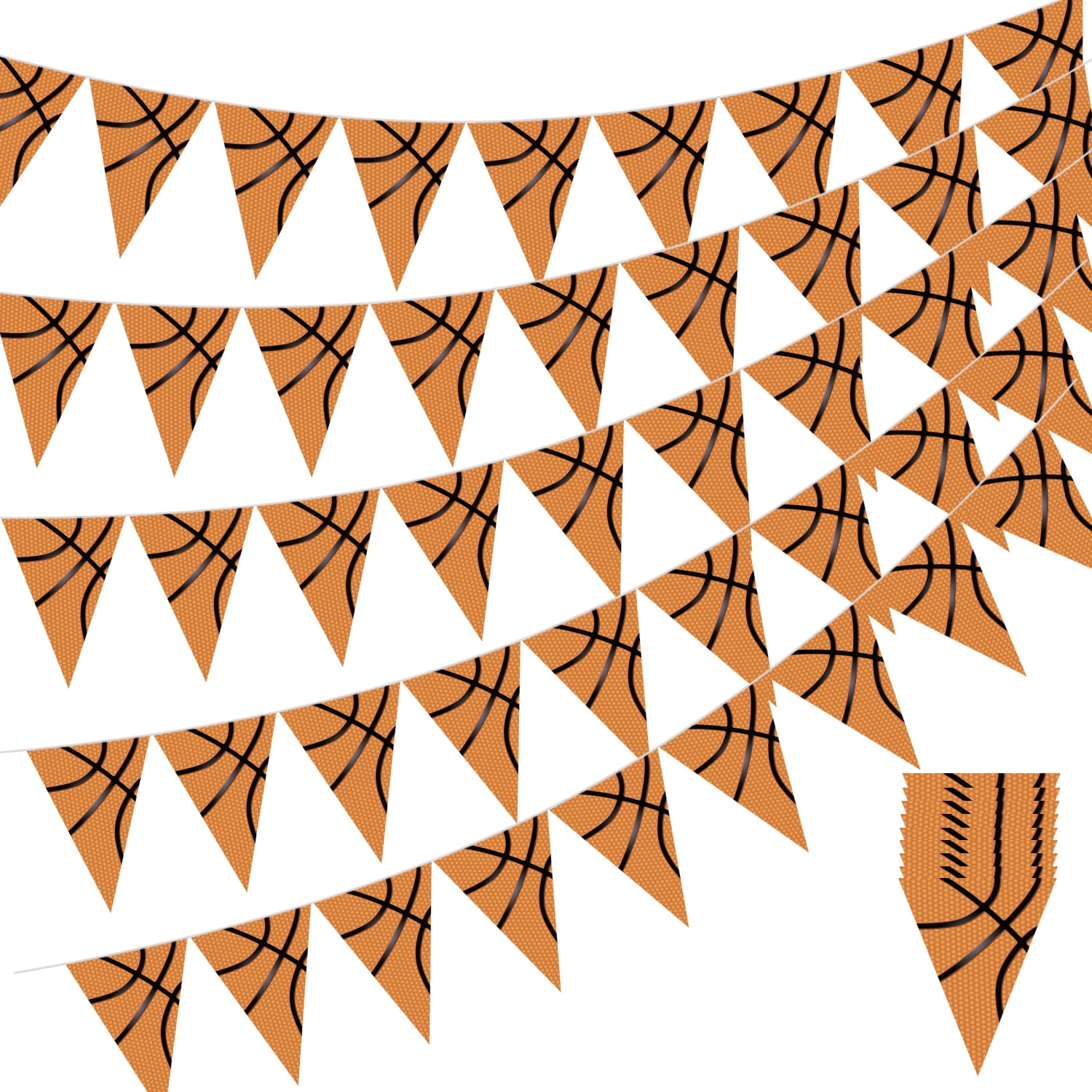 5 Pack Basketball Banner Decoration Party - Basketball Theme Triangle ...