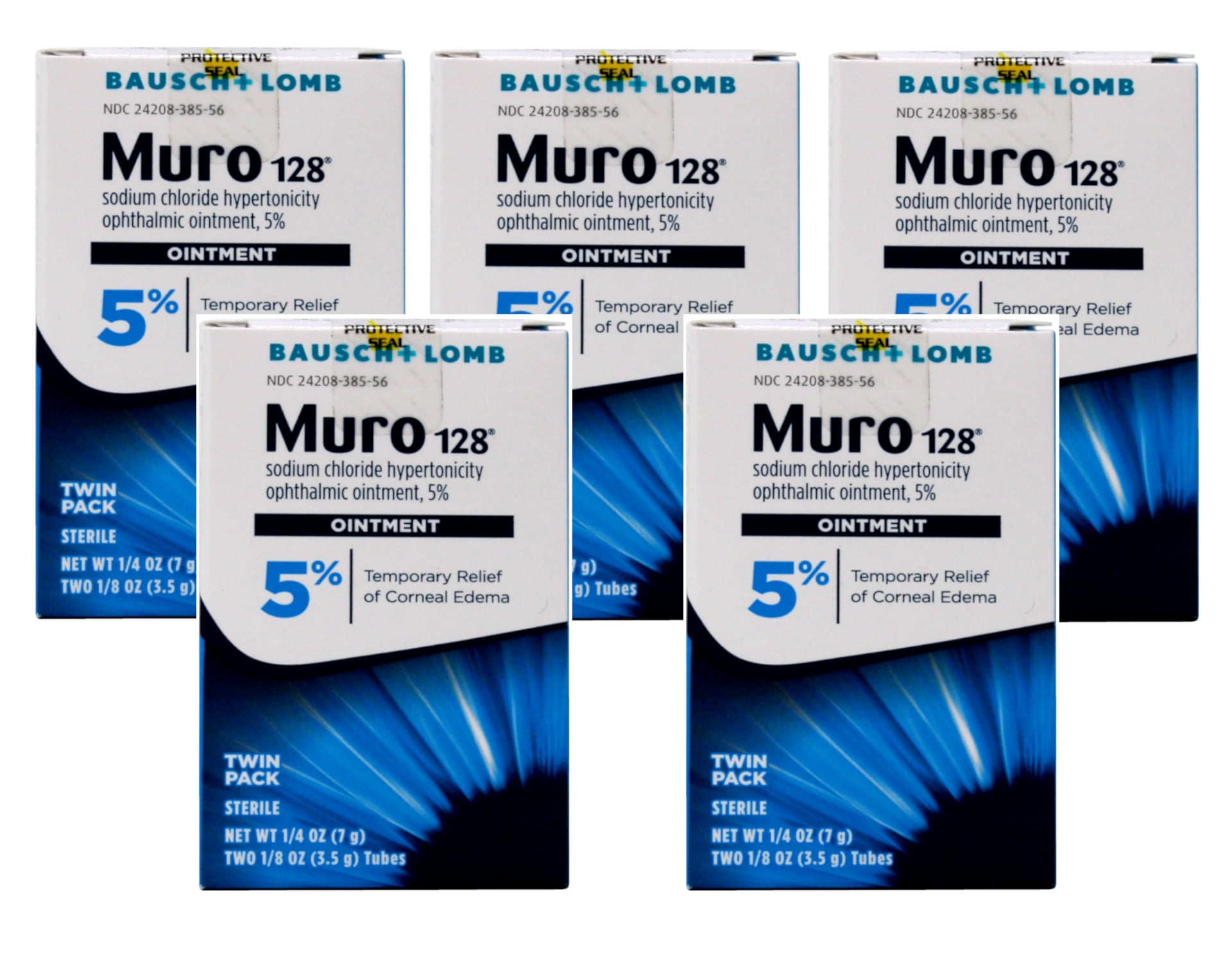 Bausch & Lomb Muro 128 - 5% Sodium Chloride Ophthalmic Ointment, 5 Pack ...