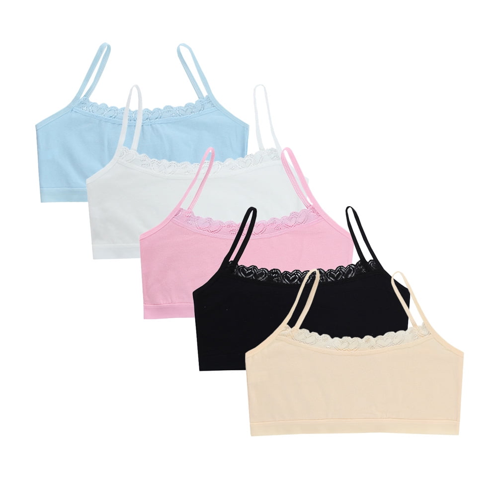 5 Pack Big Girls Bra Comfort Flex Cotton Bras Breathable Straps Preteen ...