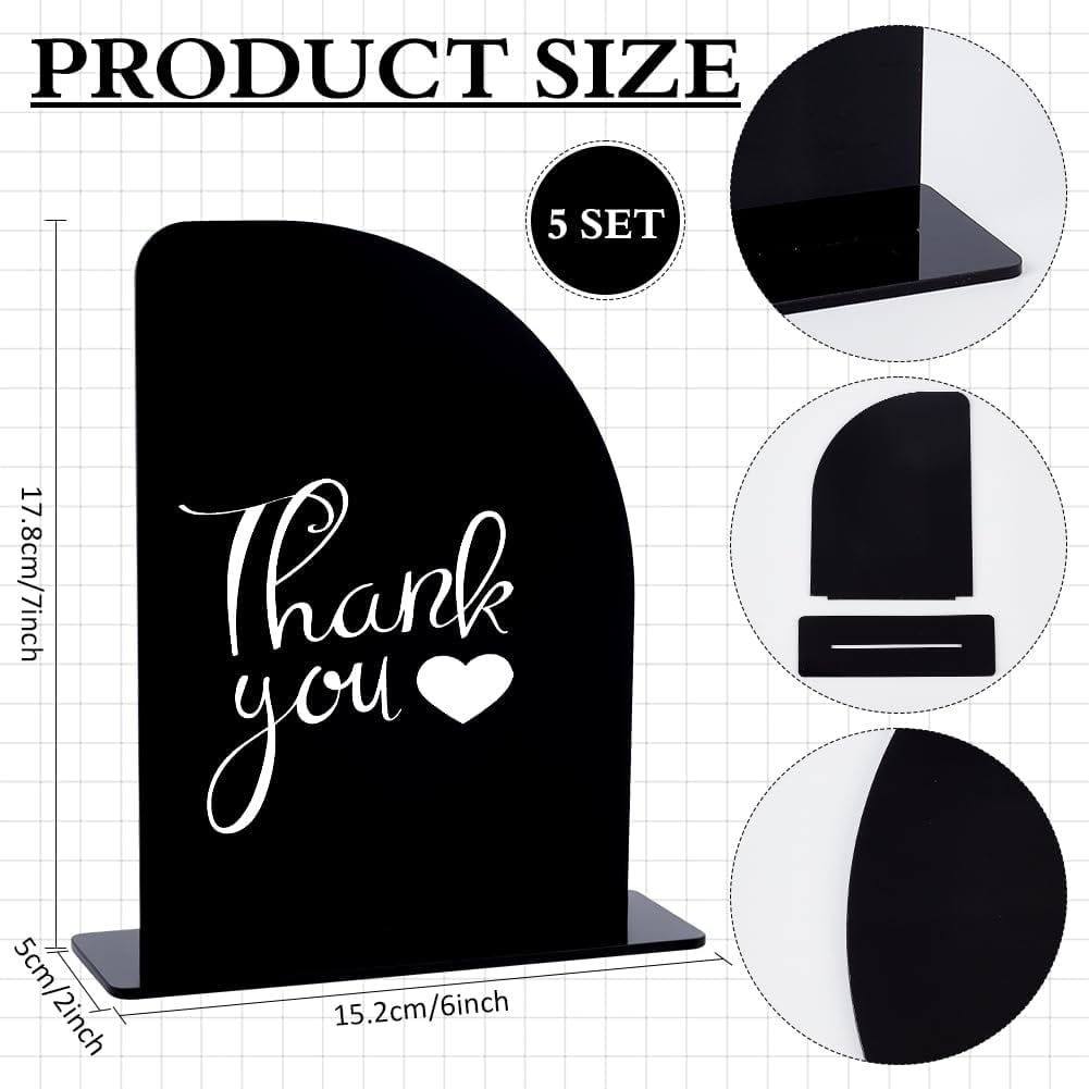 5 Pack Black Acrylic Half Arch Sign with Stand DIY Blank Wedding Memory ...