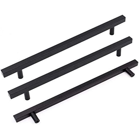 5 Pack Black Cabinet Handles 10"(256mm) Matte Black Cabinet Pulls T Bar ...