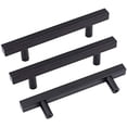 5 Pack Black Cabinet Handles 4-1/2"(115mm) Matte Black Cabinet Pulls T ...