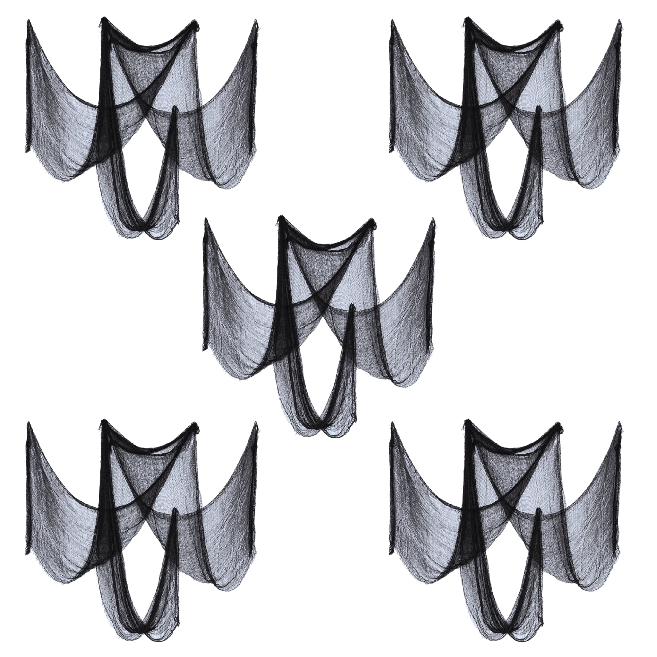 5-Pack Black Creepy Cloth Halloween Decoration, 72 x 30 in. Spooky Fabric for Haunted House ...
