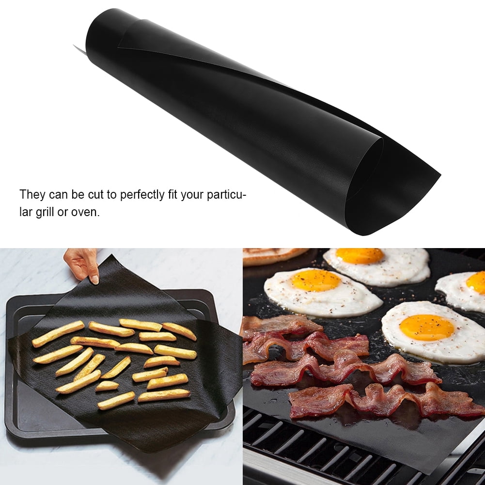 5-Pack Black PTFE & Glass Fiber Reusable Non-Stick BBQ Grill Mats, 15.8 ...