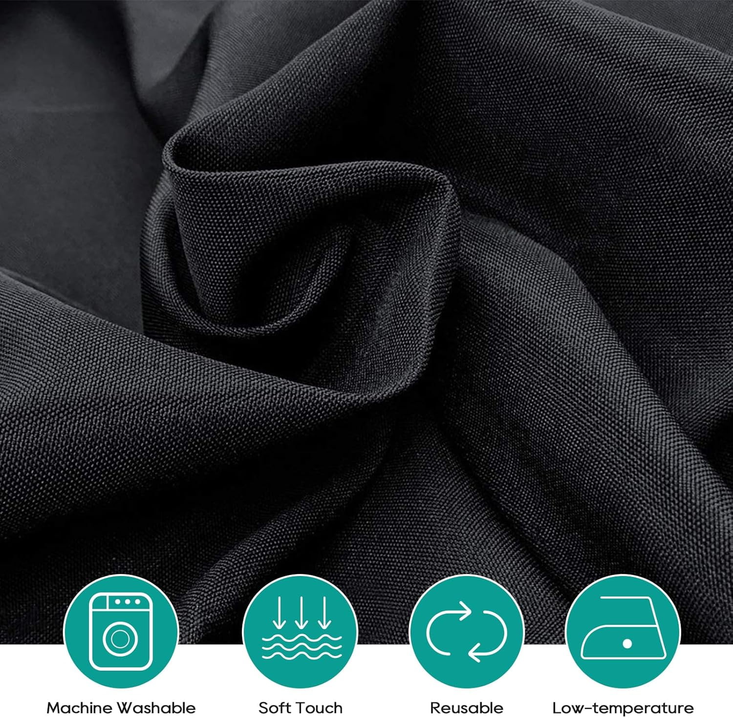 5-Pack Black Round Tablecloths, 120" Polyester Table Covers for ...