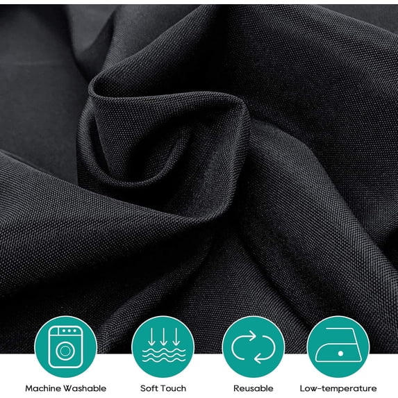 5-Pack Black Round Tablecloths, 120" Polyester Table Covers for ...