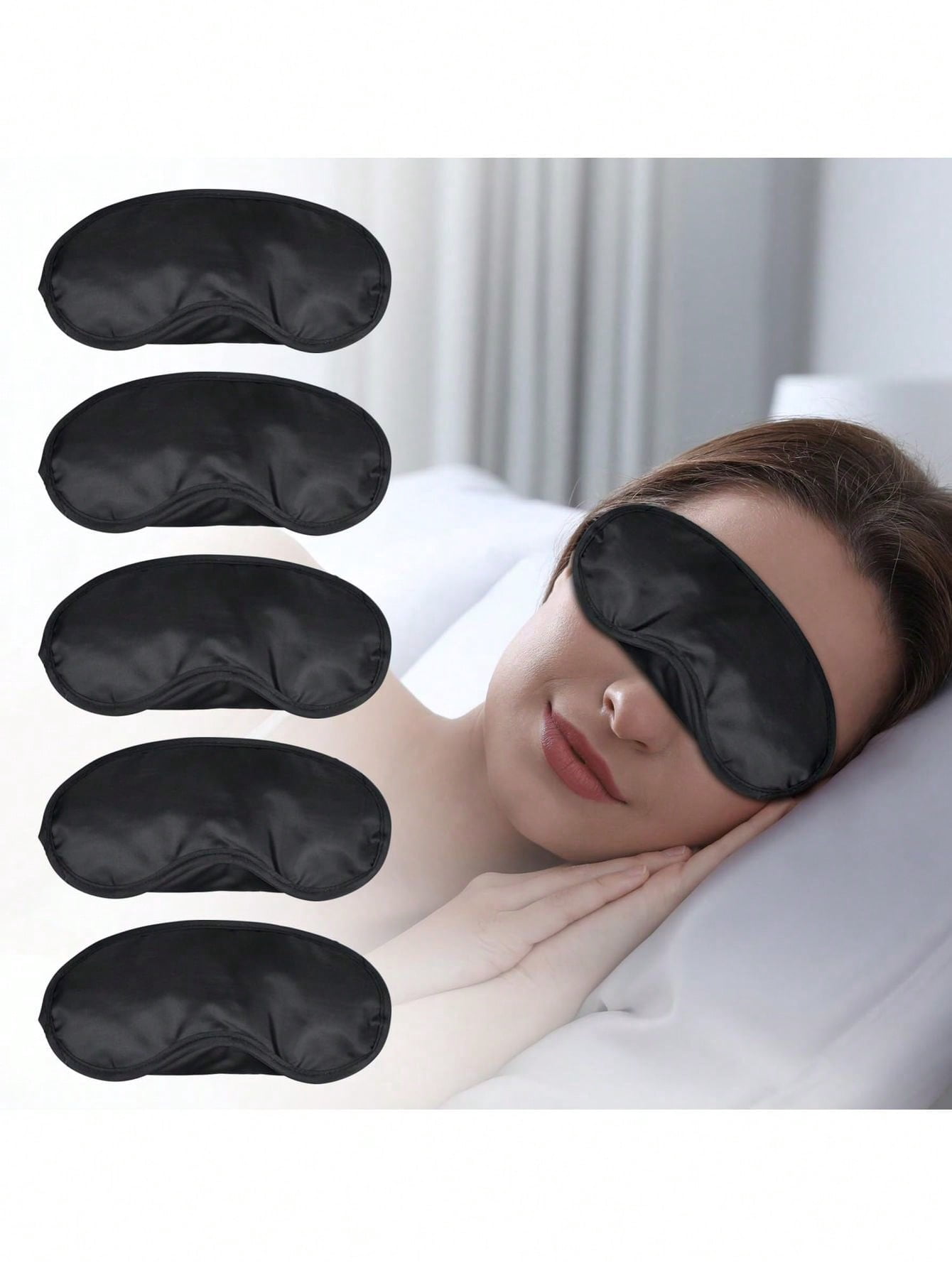 5-Pack Black Sleep Masks with Nose Pad & Elastic Strap – 3D Contour Eye ...