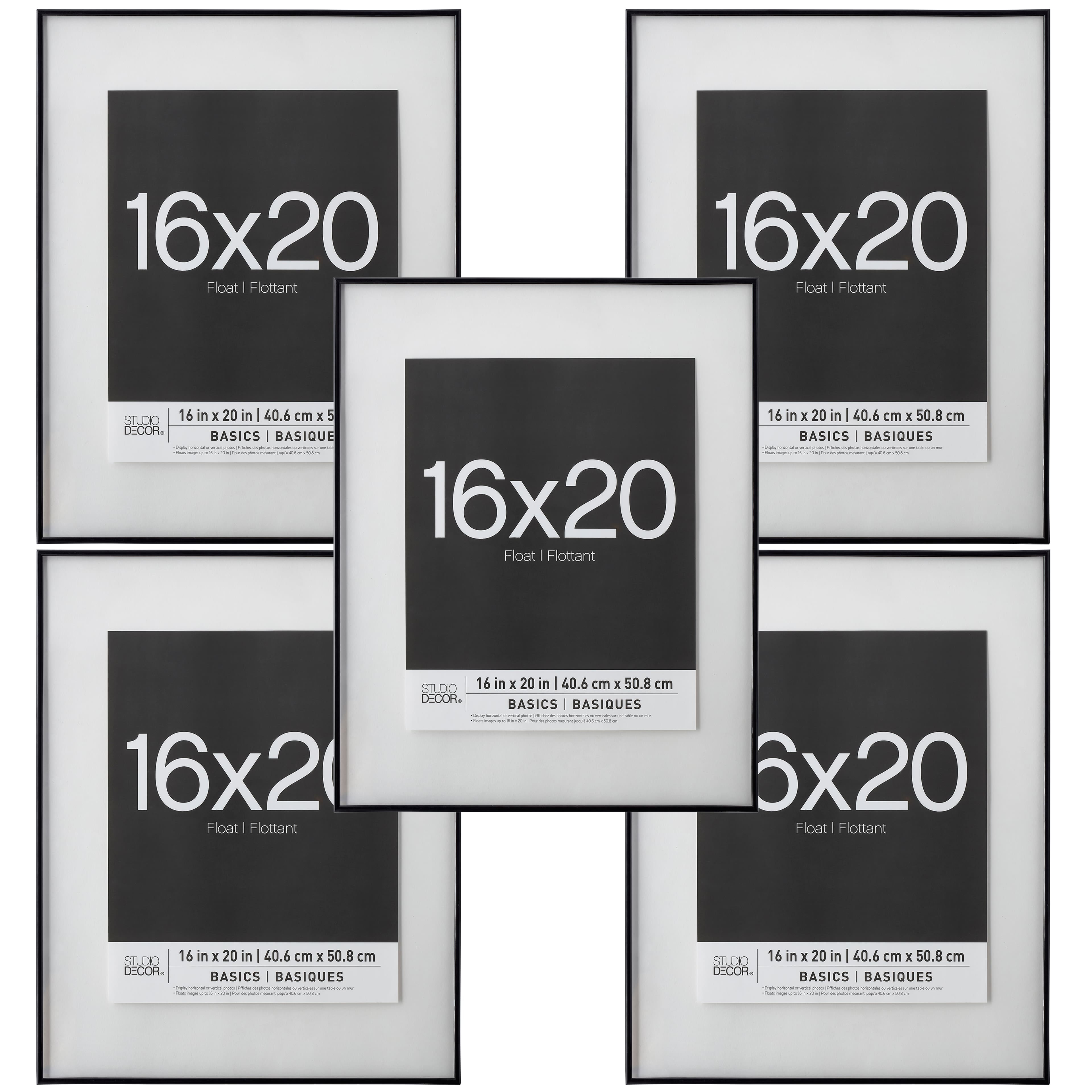 5 Pack: Black Thin 16" x 20" Float Frame, Basics by Studio Décor ...