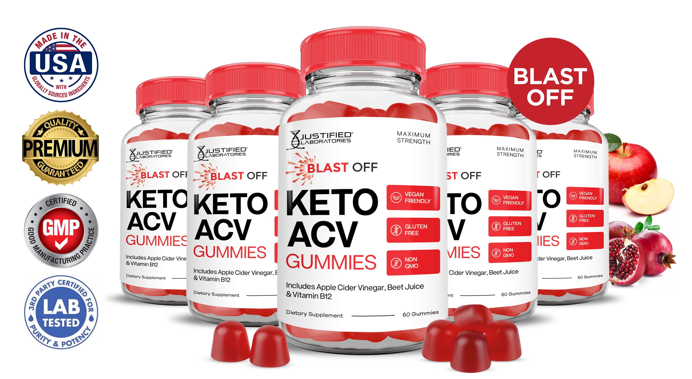 (5 Pack) Blast Off Keto ACV Gummies 1000MG Dietary Supplement 300 ...