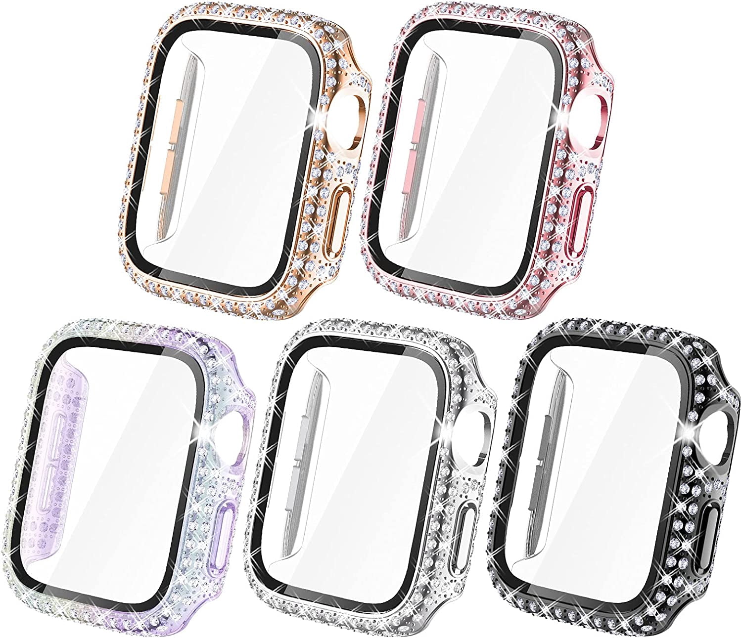 5-Pack Bling Cases with Screen Protector Compatible for Apple Watch ...