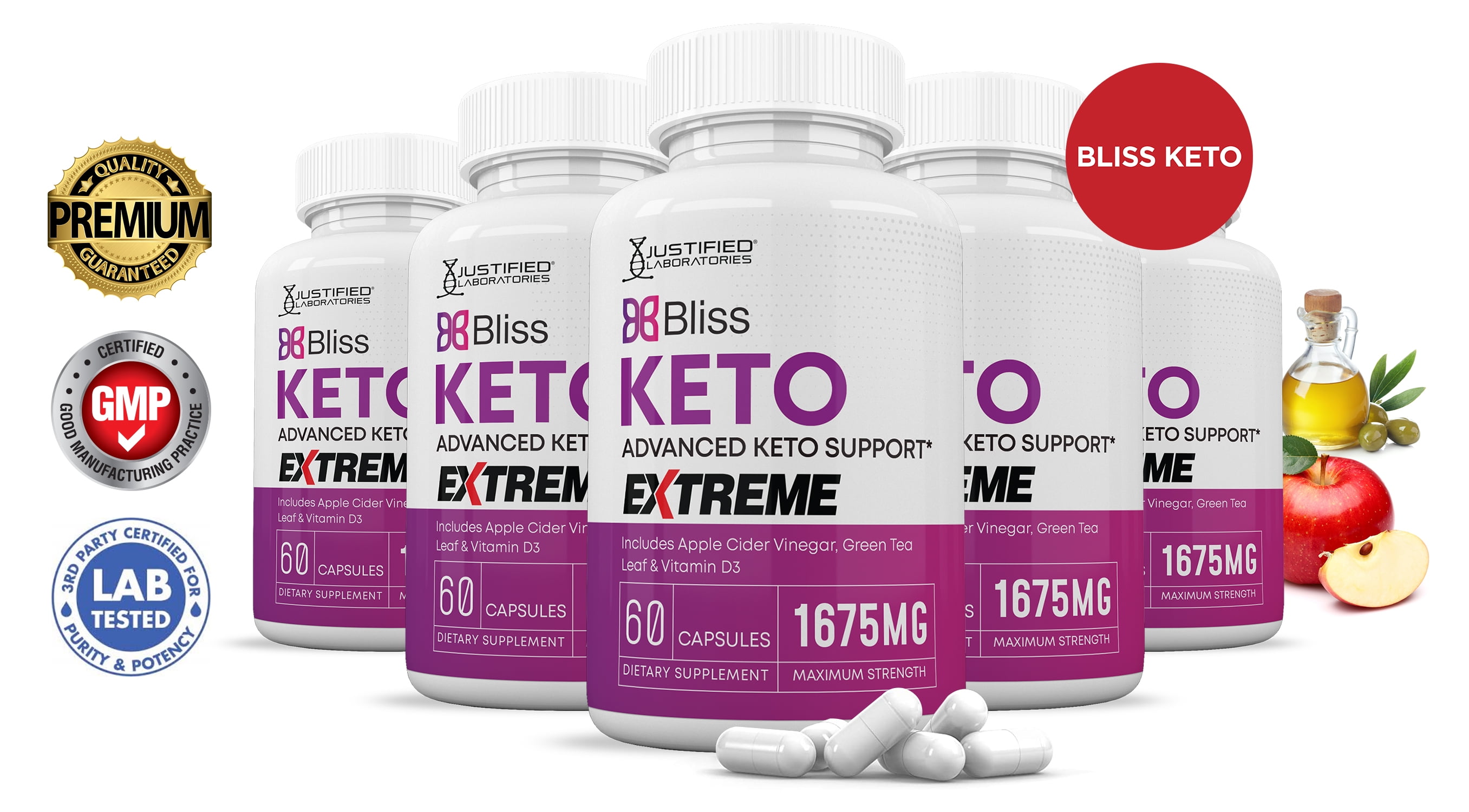 (5 Pack) Bliss Keto ACV Extreme Pills 1675mg Alternative to Gummies ...