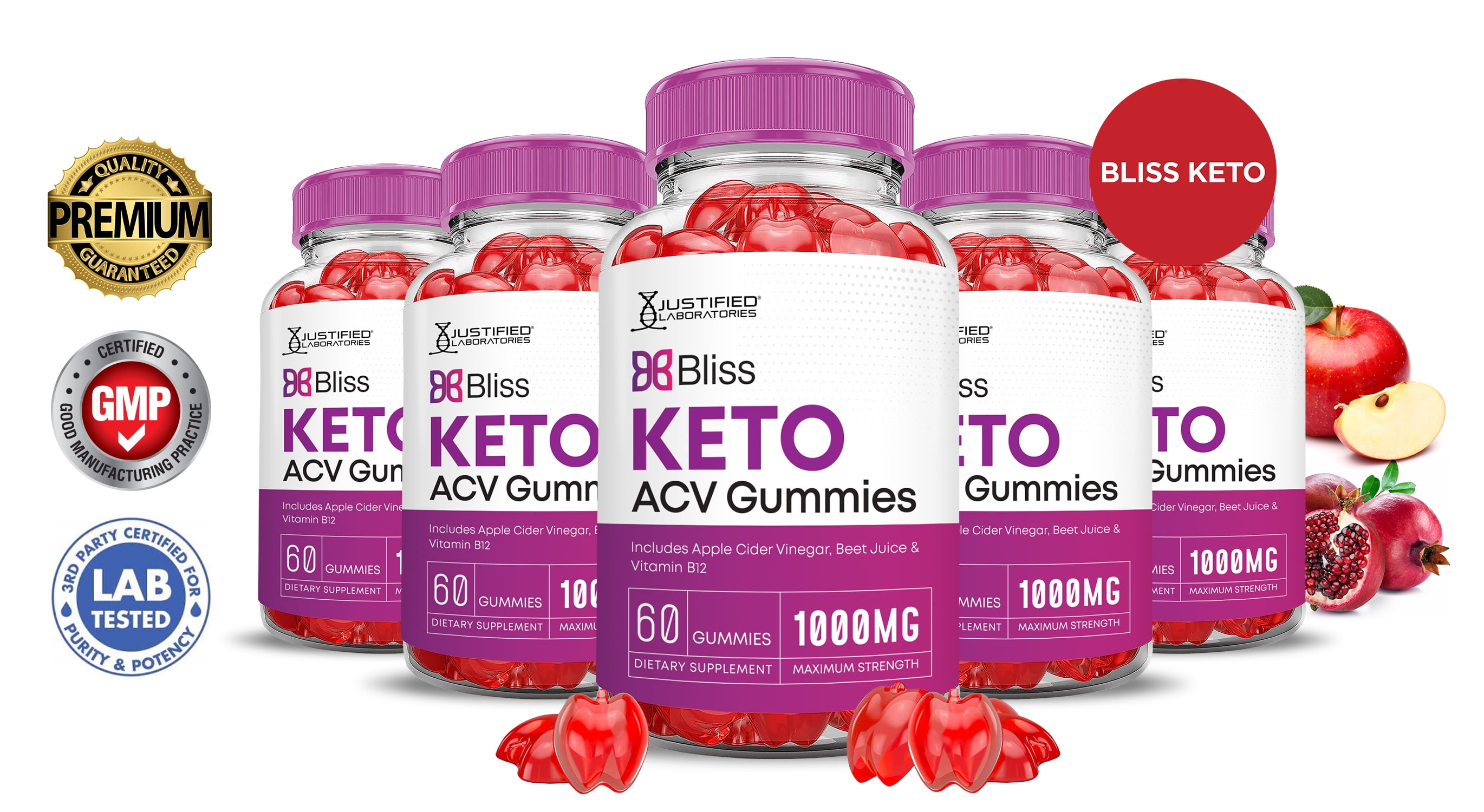 (5 Pack) Bliss Keto ACV Gummies 1000MG Dietary Supplement 500 Gummys - Walmart.com