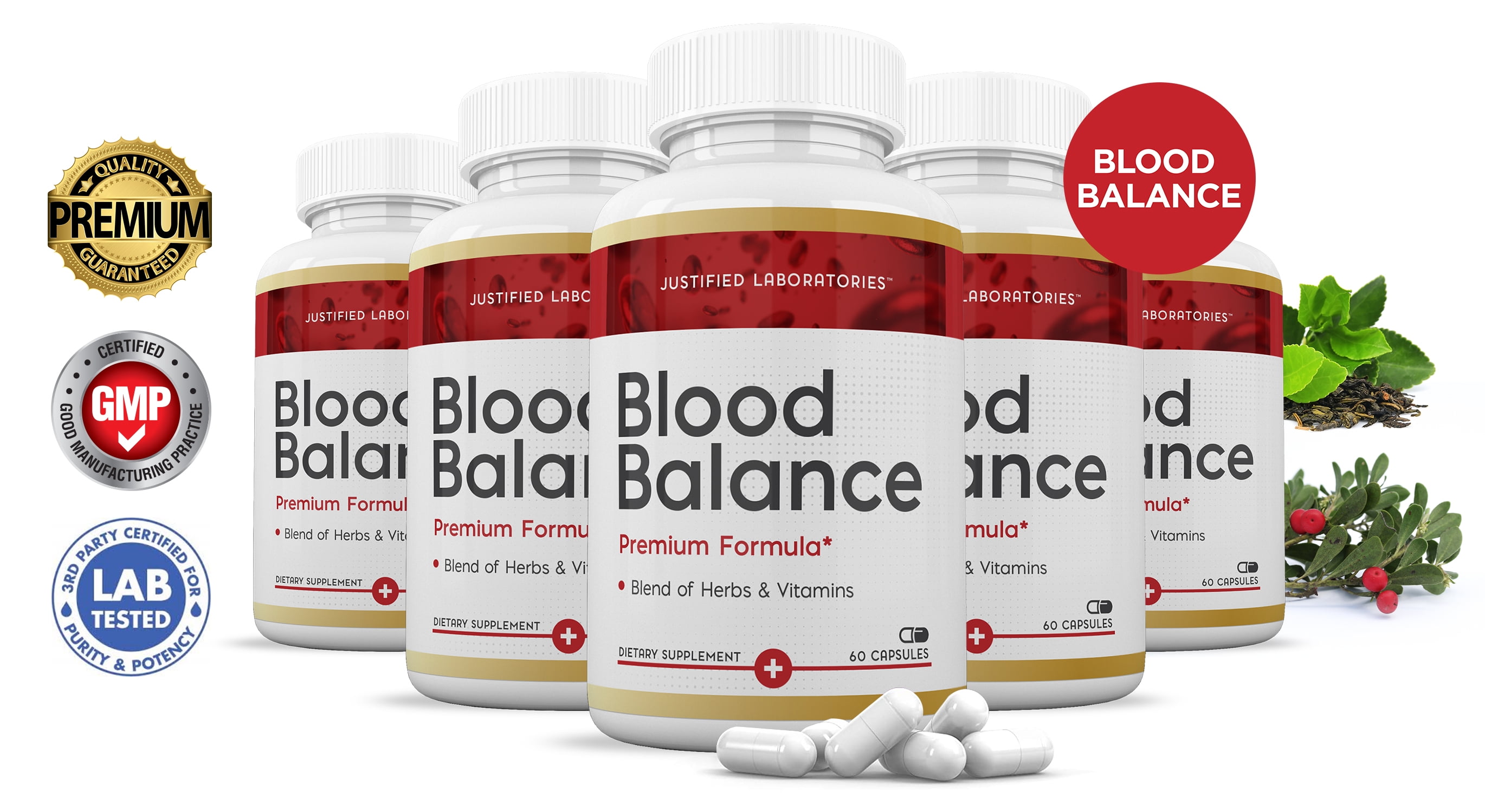 (5 Pack) Justified Laboratories Nutrition Blood Balance Premium Formula ...