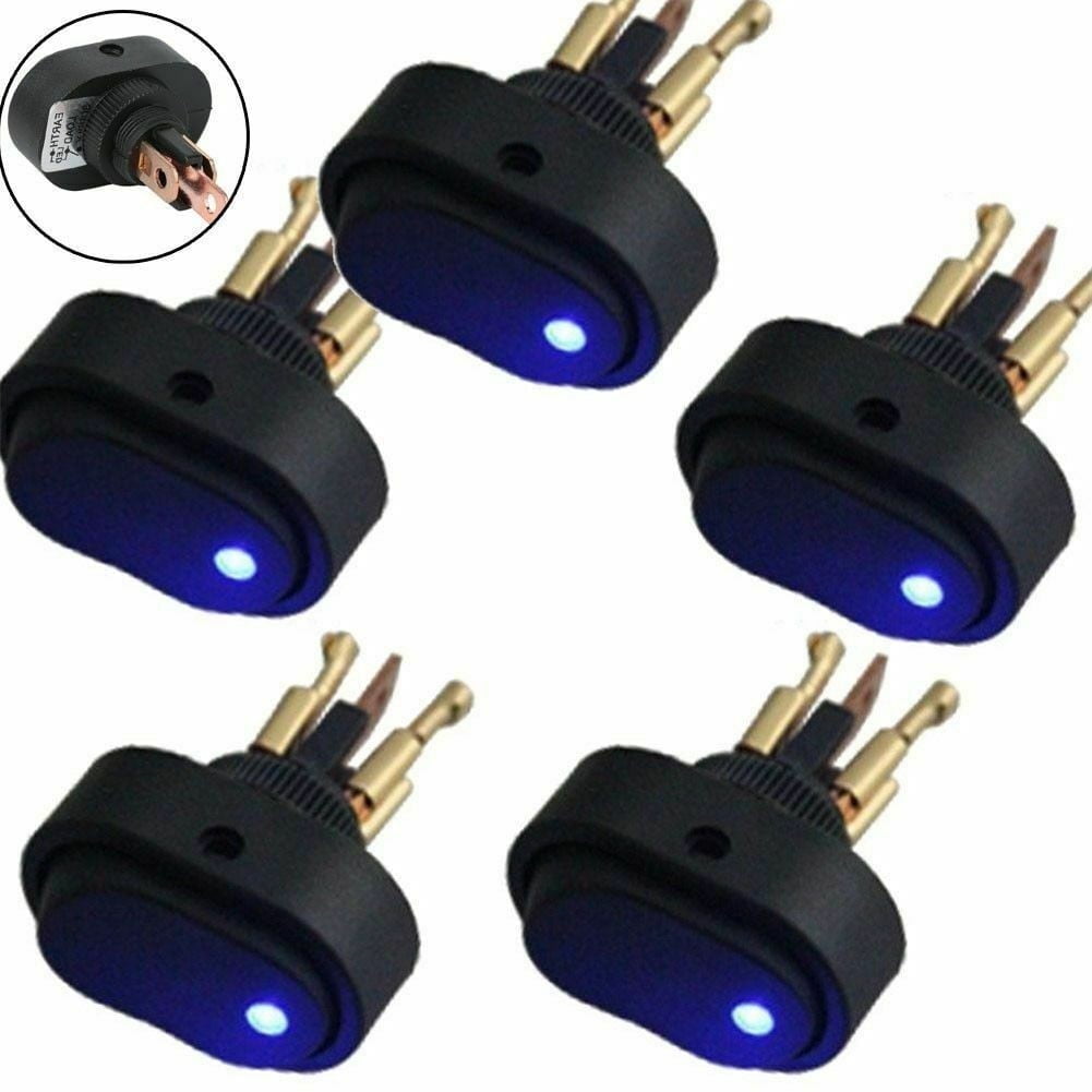 5 Pack Blue LED 12V 30A Heavy Duty Rocker Toggle Switch for Car and ...