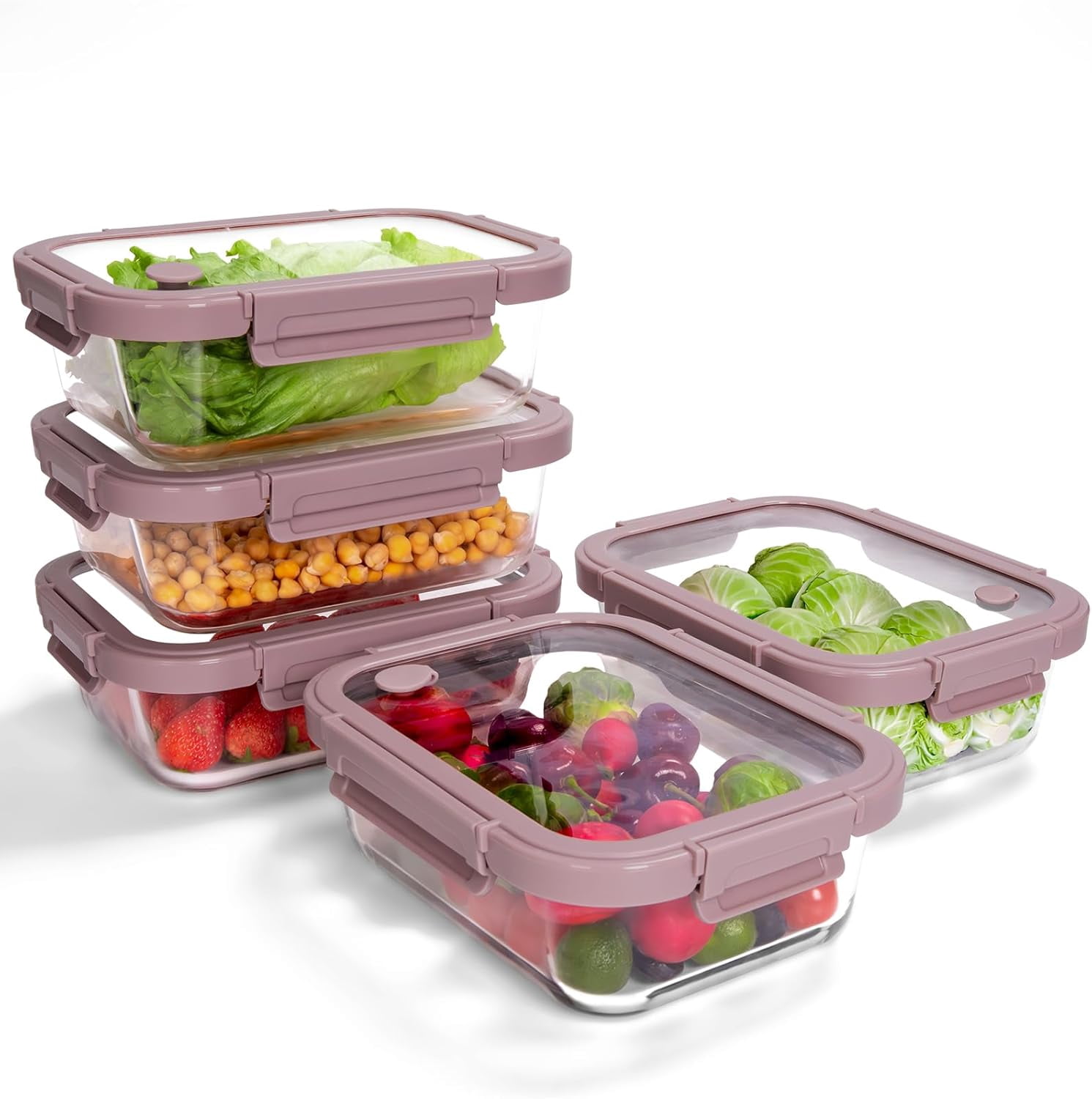 5-Pack Borosilicat5-Pack Borosilicate Glass Containers with Tempered ...