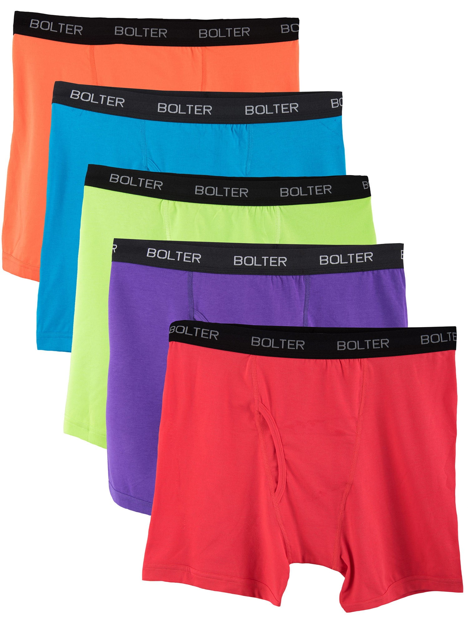 5-Pack Boxer Briefs by Bolter Men's Cotton Spandex Underwear Tagless ...