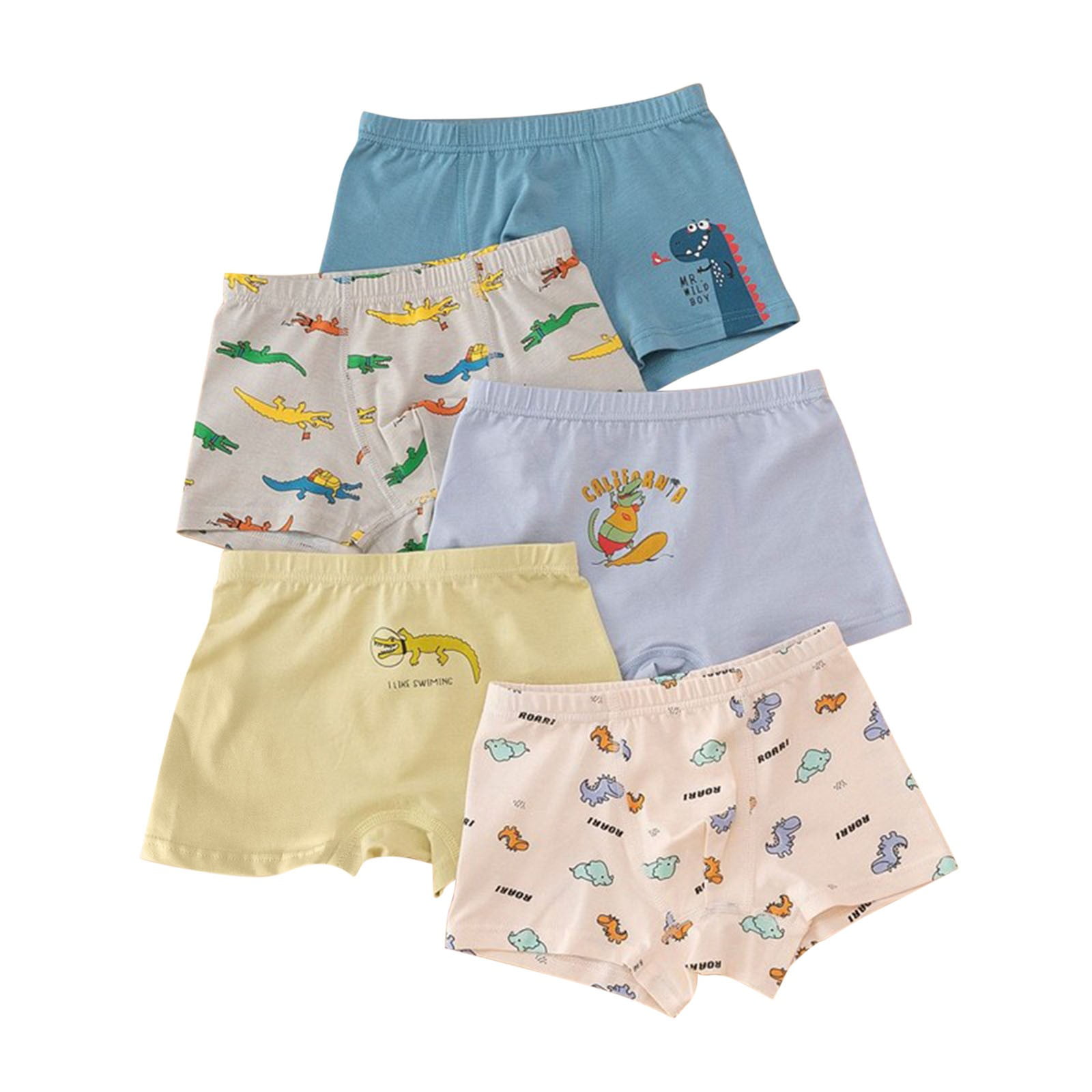 5 Pack Boys Boxer Briefs Size 10-12 Cotton Soft Underwear Elastic Funny ...