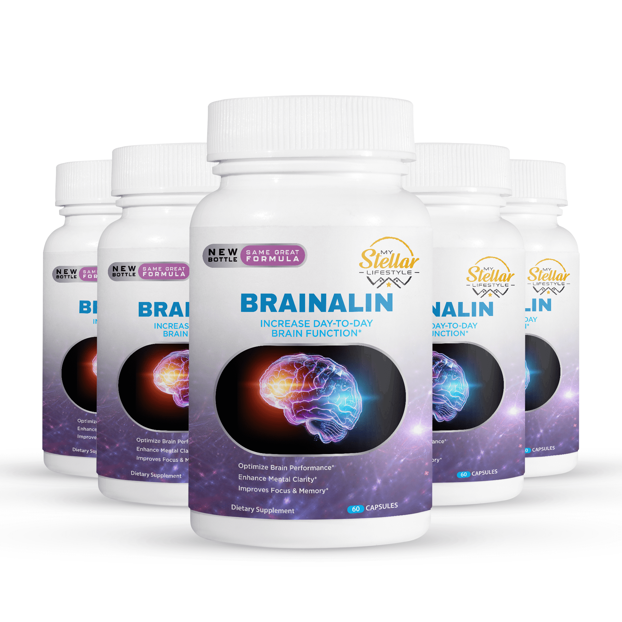 5 Pack Brainalin, promotes mental clarity & cognitive functions-60 ...