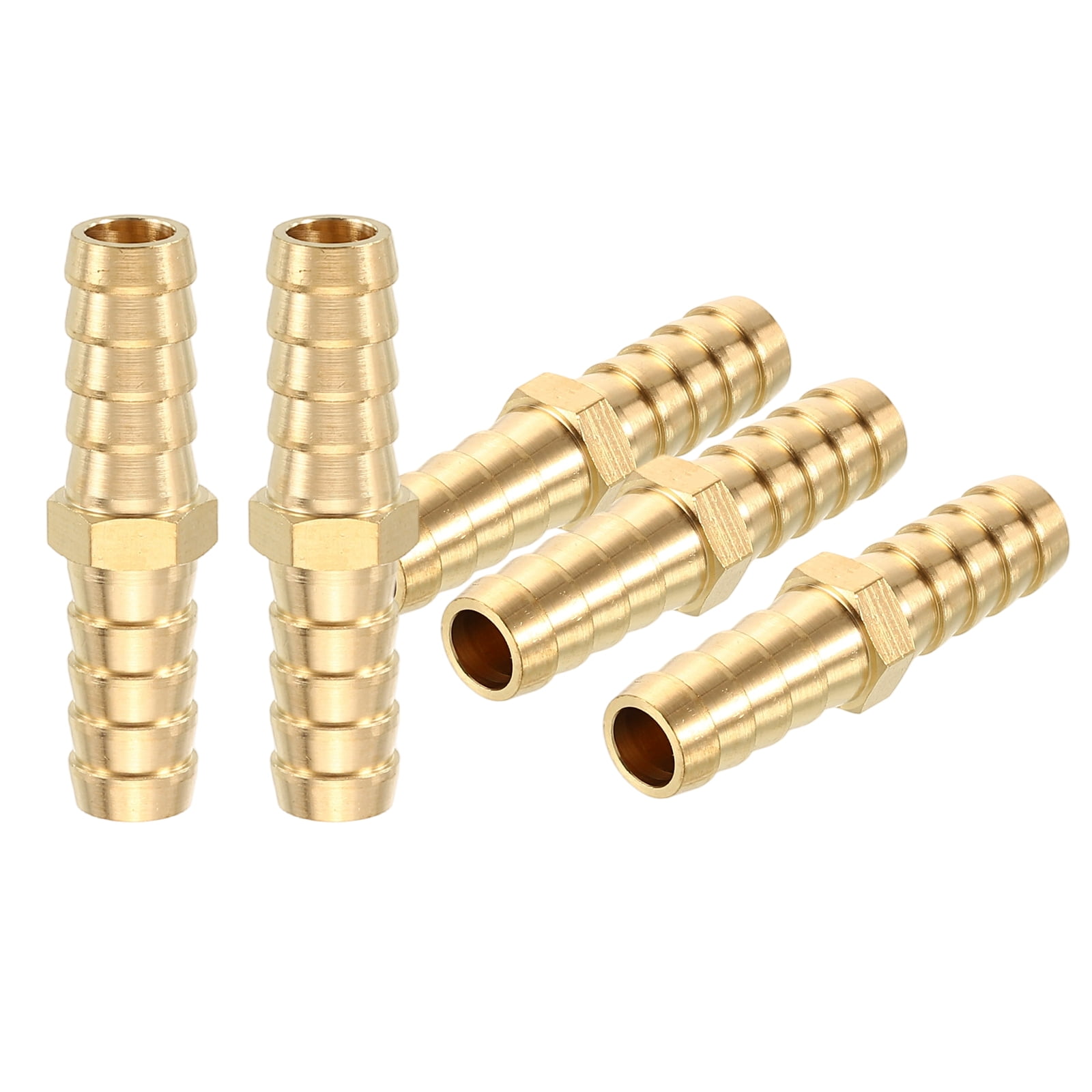 5 Pack Brass Hose Barb Adapter, 3/8" Barb for Automotive, Fluid Transfer, Home Gardening, Water ...