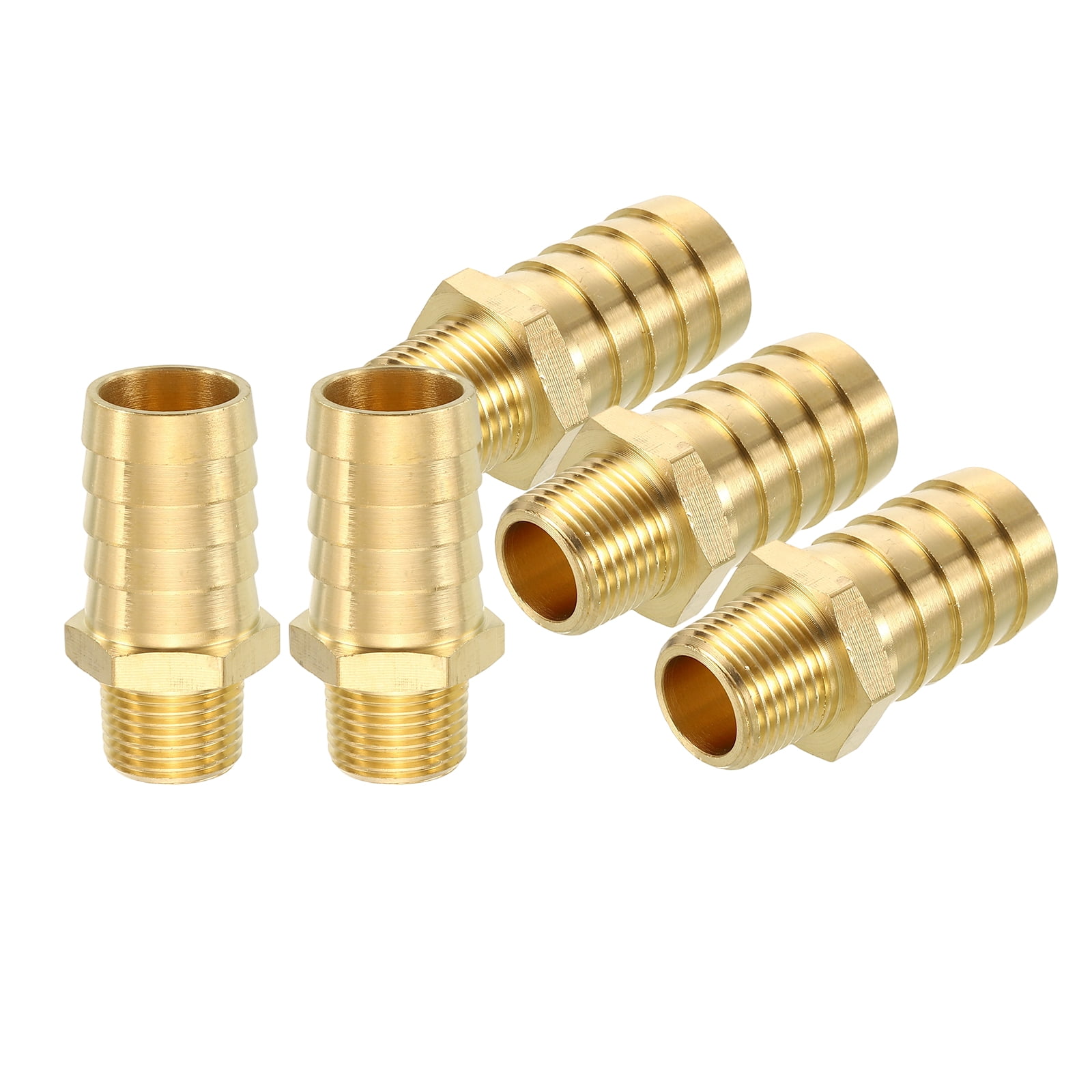 5 Pack Brass Hose Barb to NPT Male Adapter, 3/4" Barb x 3/8" NPT Male for Automotive, Fluid ...
