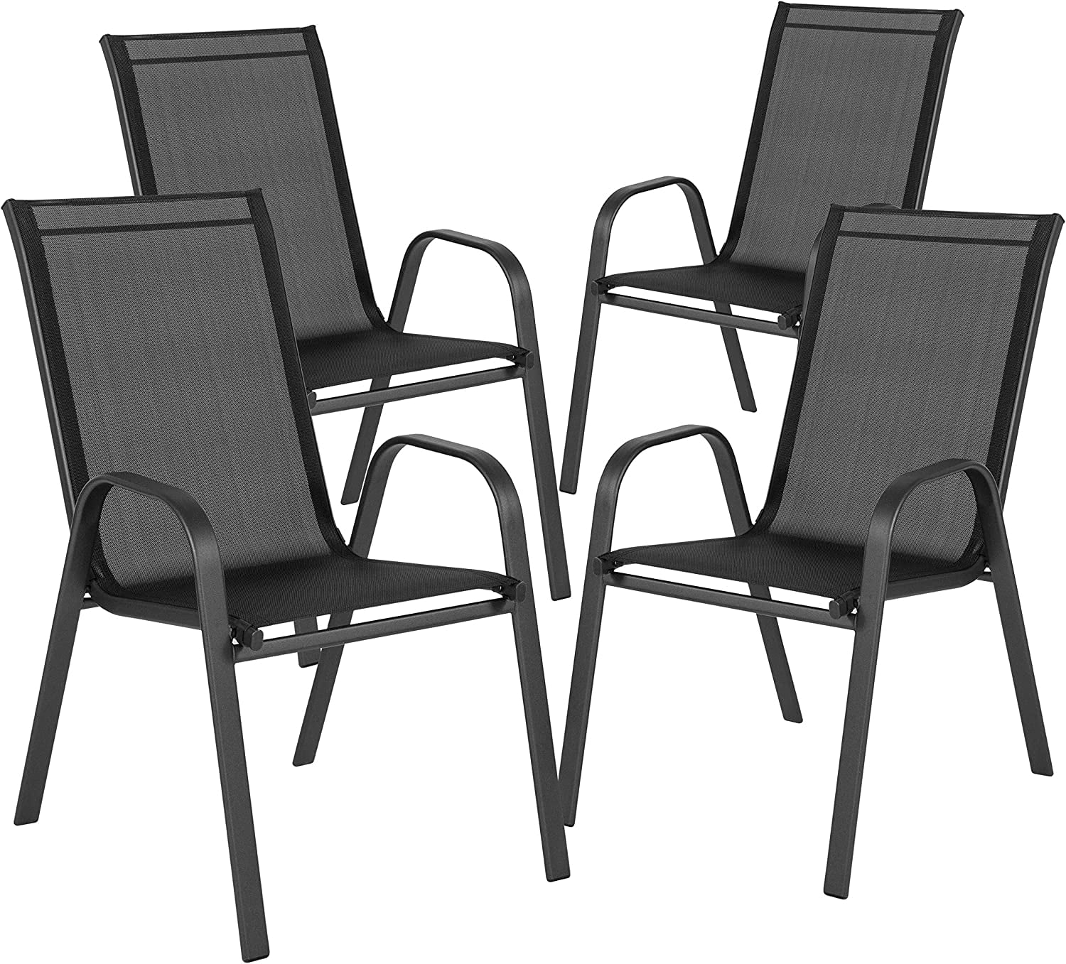 5 Pack Brazos Series Gray Outdoor Stack Chair with Flex Comfort ...